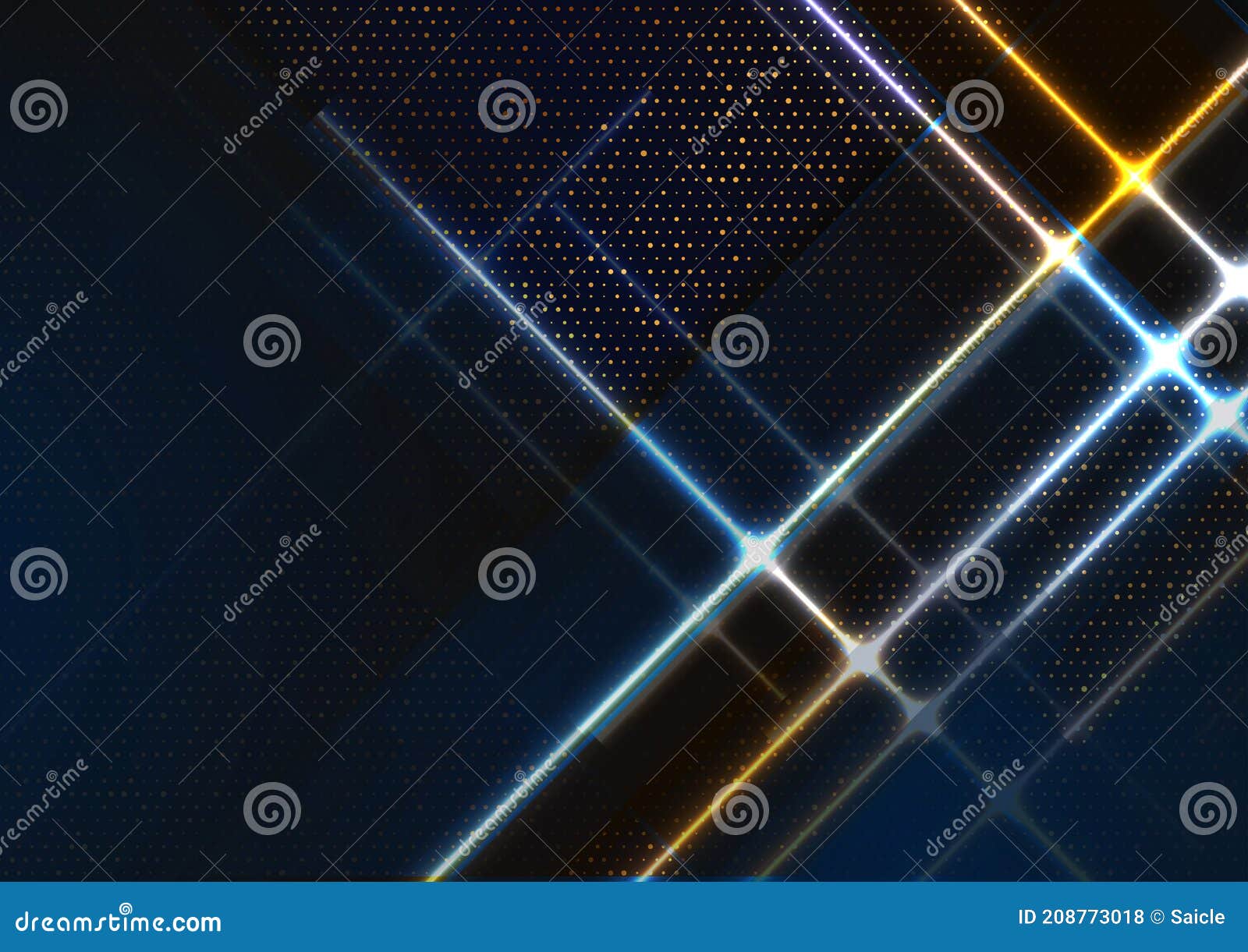 Blue Yellow Glowing Neon Lines Abstract Retro Tech Background Stock ...