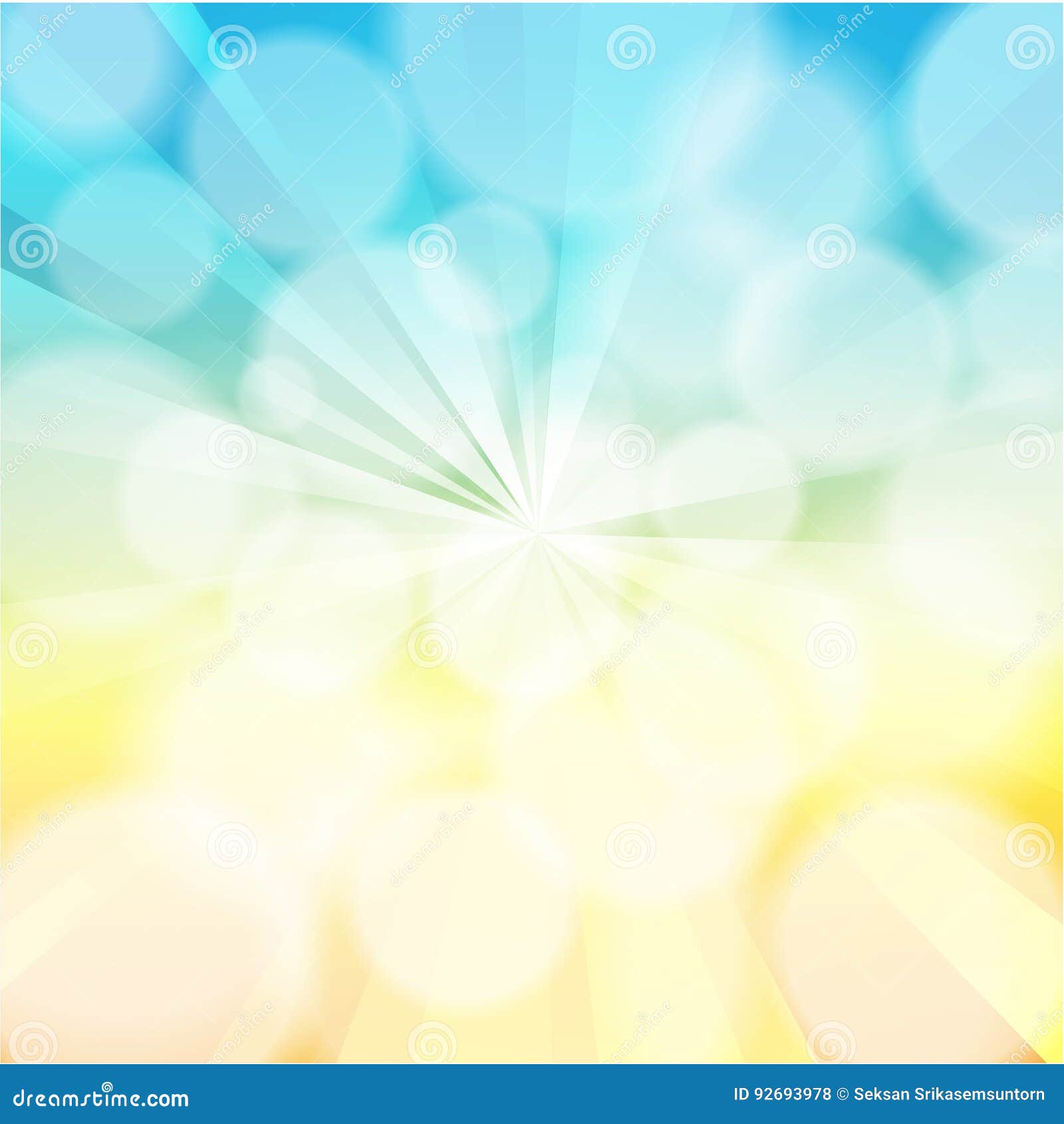 Blue and Yellow Golden Sunburst with Bokeh Background Stock Vector ...