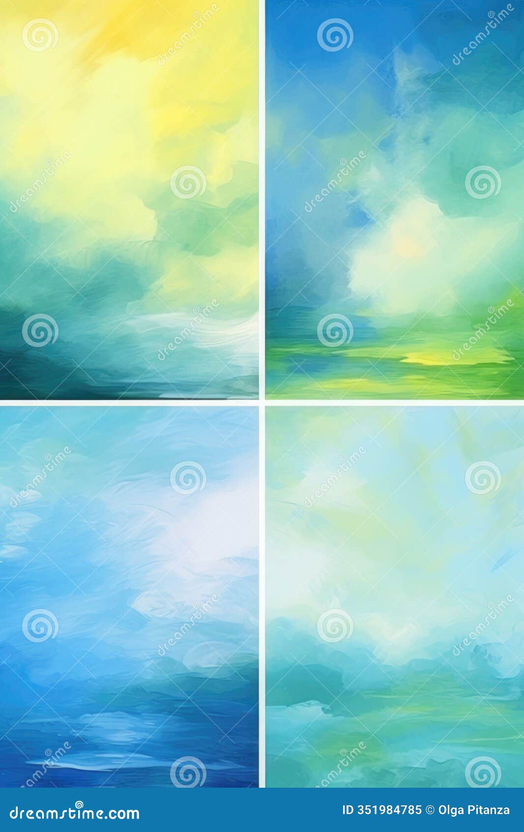 Blue, Yellow and Green Abstract Backgrounds Stock Illustration ...