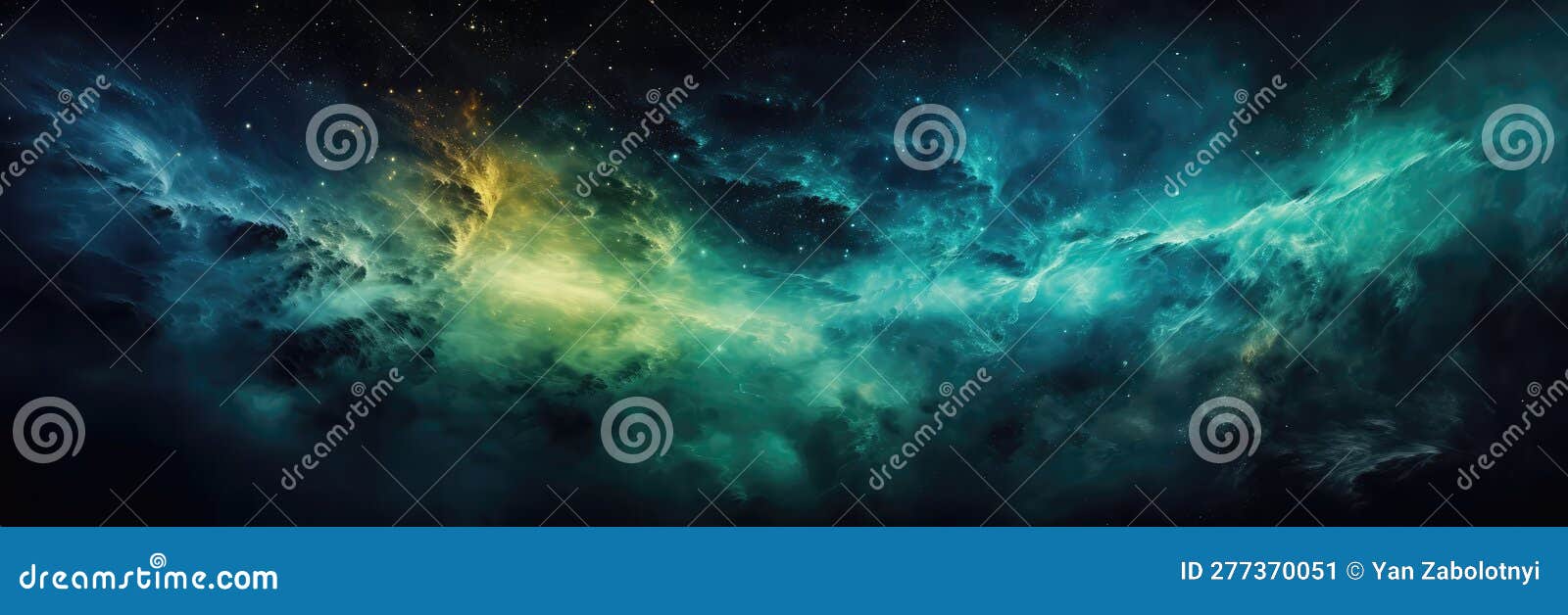 Blue Yellow Green Space , Panoramic Background. Generative AI Stock ...