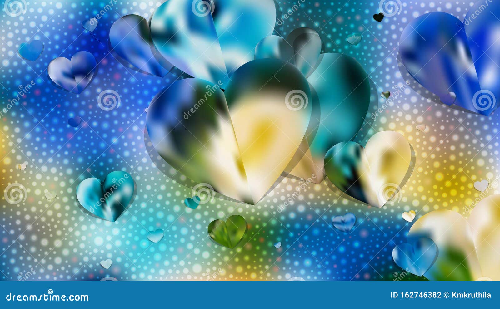 Blue and Yellow Heart Wallpaper Background Stock Vector - Illustration ...