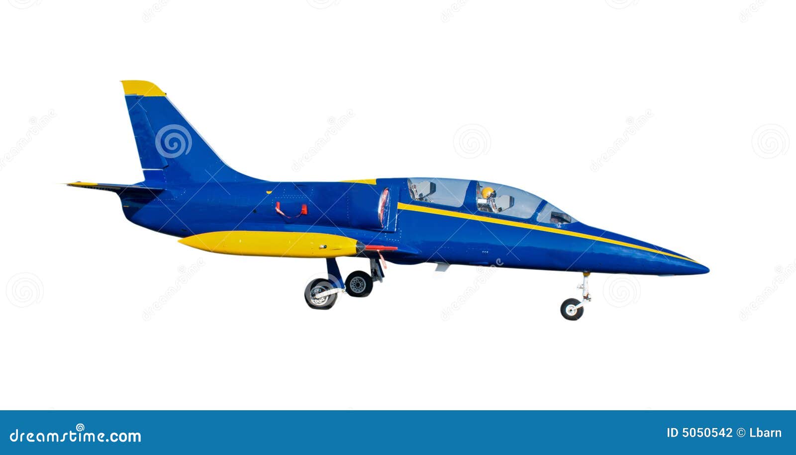Blue and yellow jet stock photo. Image of clipping, plane - 5050542