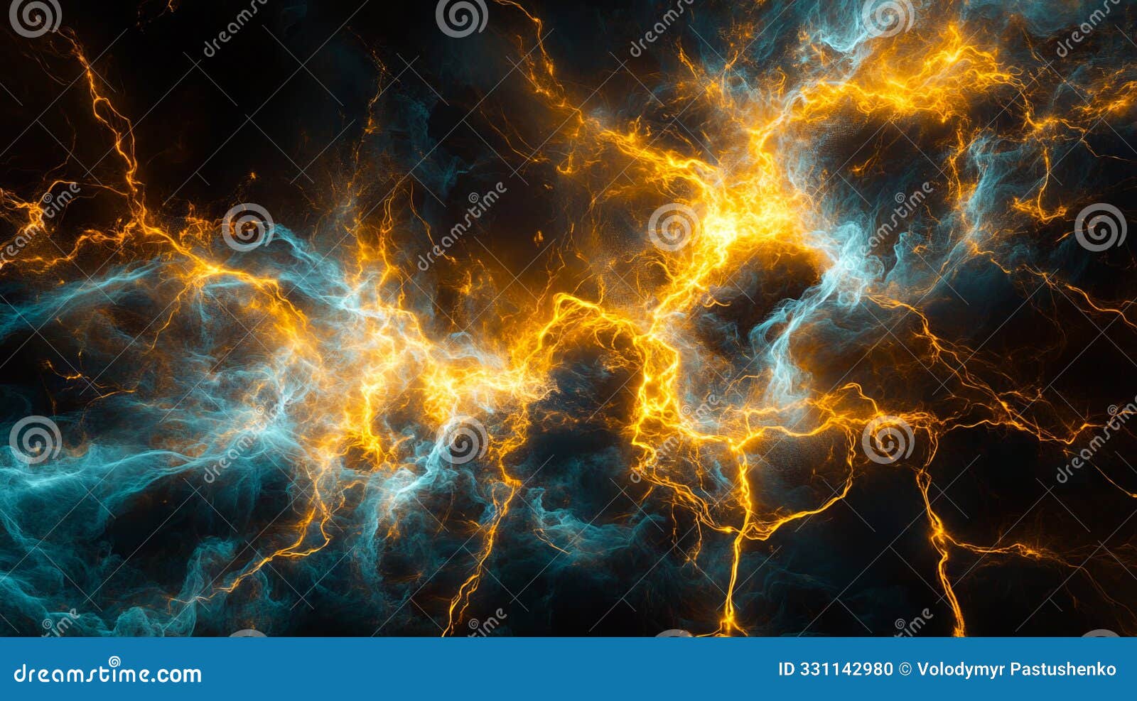 A Blue and Yellow Lightning Bolt on a Black Background Stock Photo - Image of ember, lightning ...