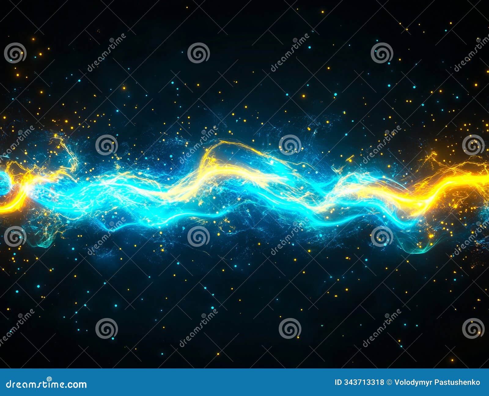 A Blue and Yellow Lightning Bolt on a Black Background Stock Photo ...