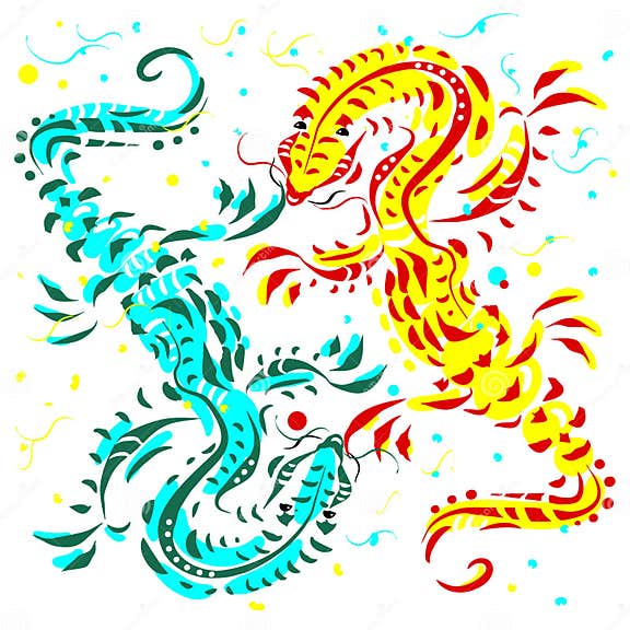 Blue and Yellow Lizards on a White Background Stock Illustration ...