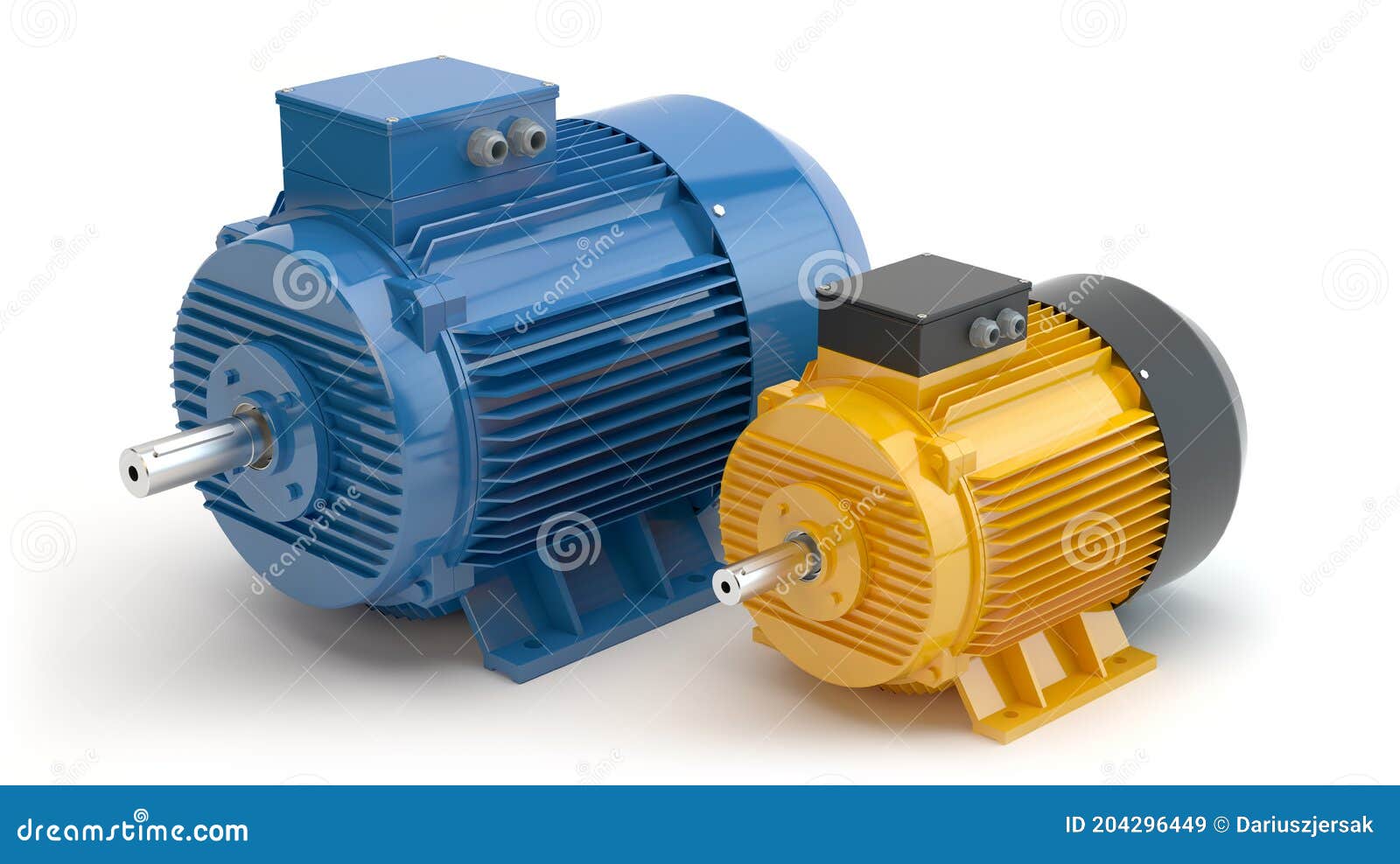 Two Electric Motor, 3D Illustration Stock Illustration - Illustration ...