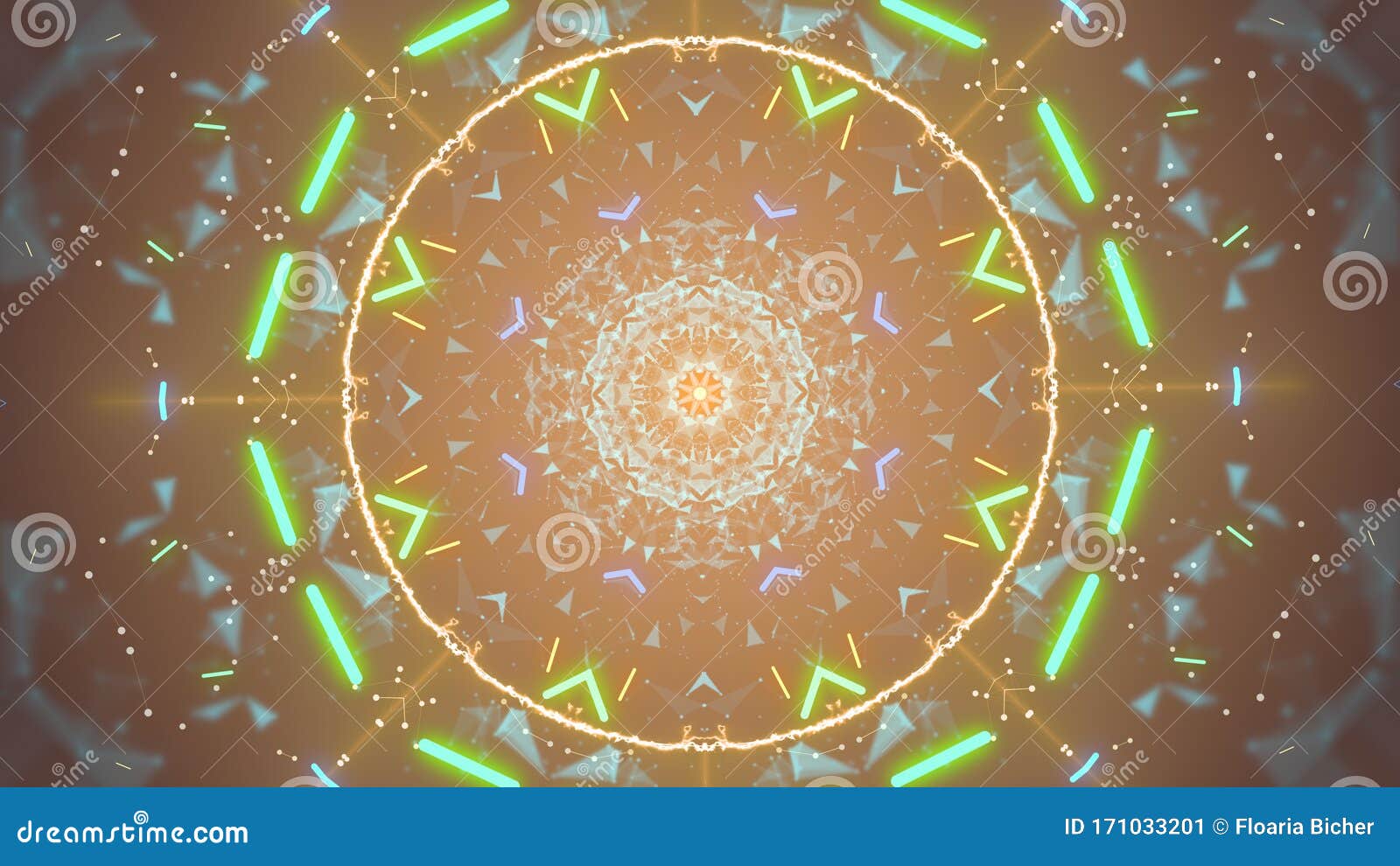 Blue and Yellow Neon Glowing Rays and Lines Forming Polygonal Patterns ...