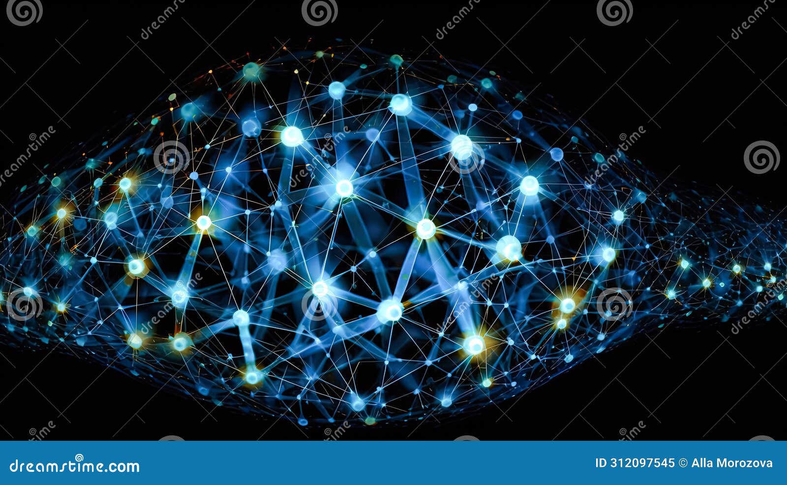 A Blue and Yellow Network of Dots Stock Image - Image of communication ...
