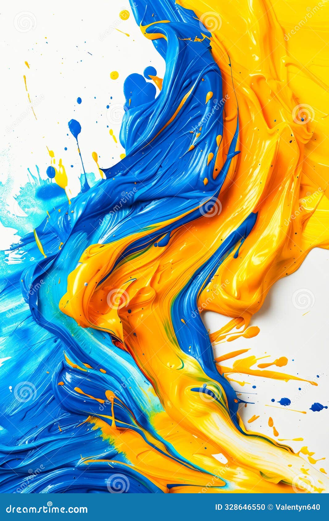 A Blue and Yellow Paint Splatter on a White Background. Generative AI ...
