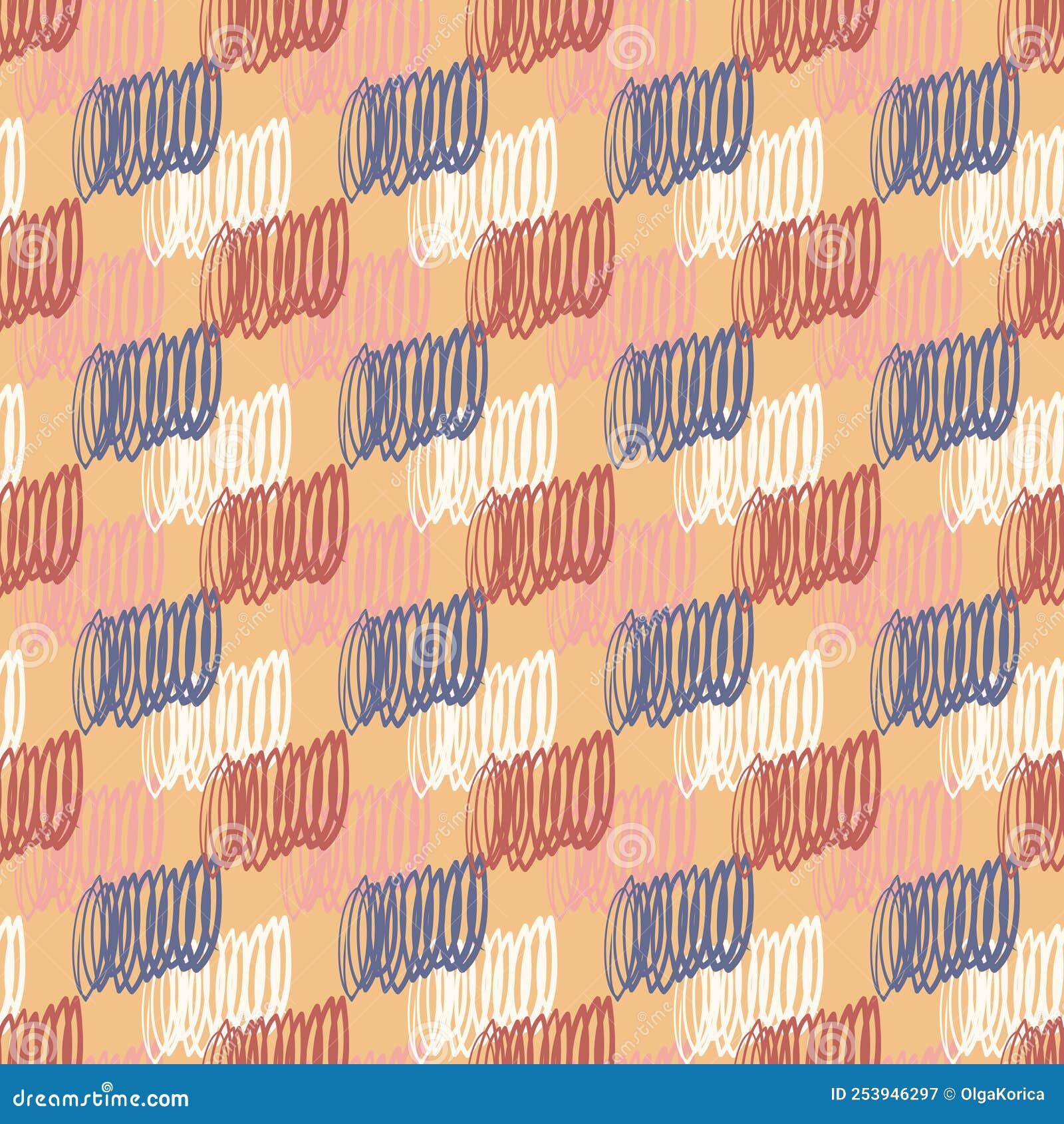 Blue Yellow Pastel Spot Hand Drawn Abstract Background Seamless Pattern ...