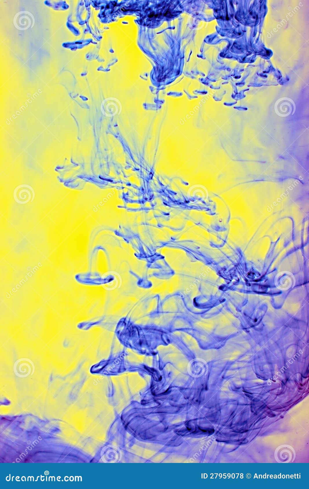 Blue and Yellow Pigments in Water Stock Photo - Image of dispersing ...