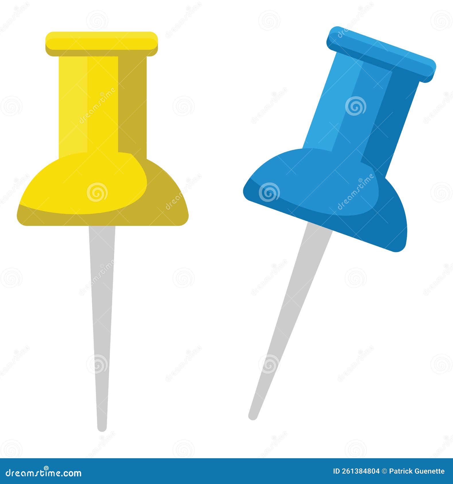 Blue and yellow pin, icon stock vector. Illustration of green - 261384804