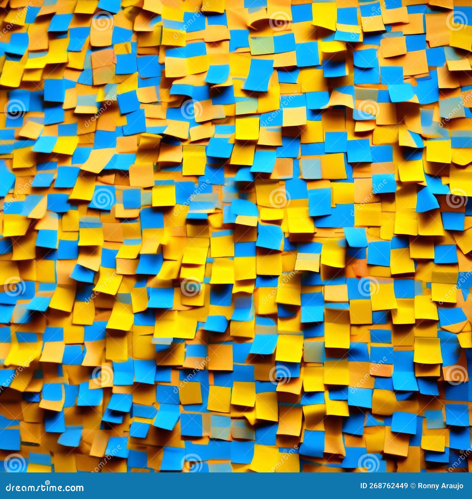 Blue yellow post-it wall stock illustration. Illustration of post ...