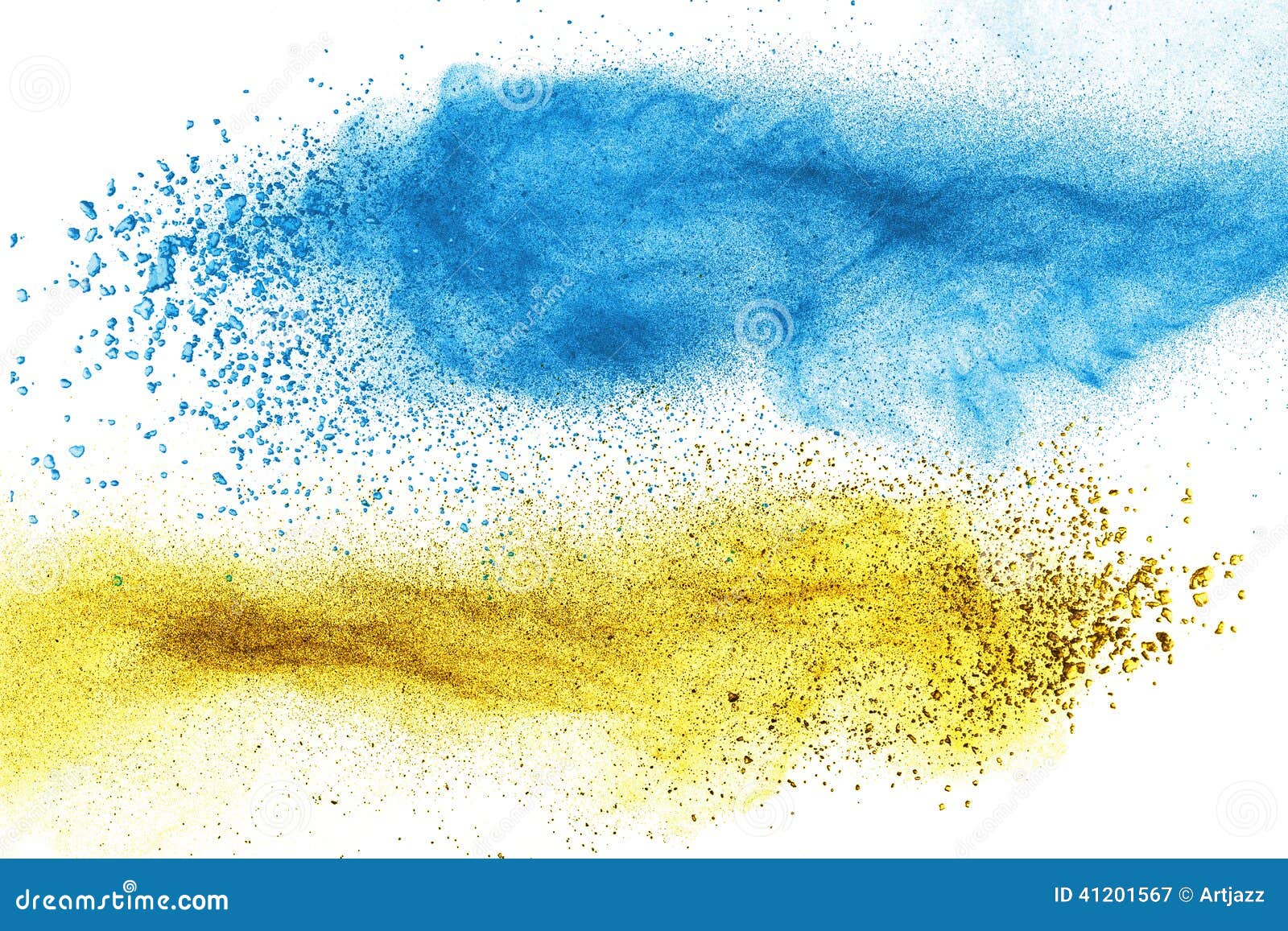 The Explosion Of Blue Colored Powder. Beautiful Blue Color Powder Fly ...