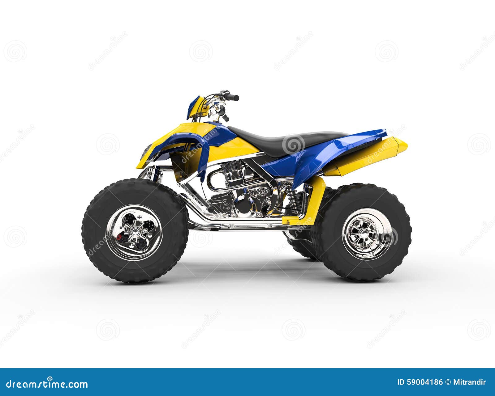Blue Yellow Quad stock photo. Image of gasoline, bike - 59004186