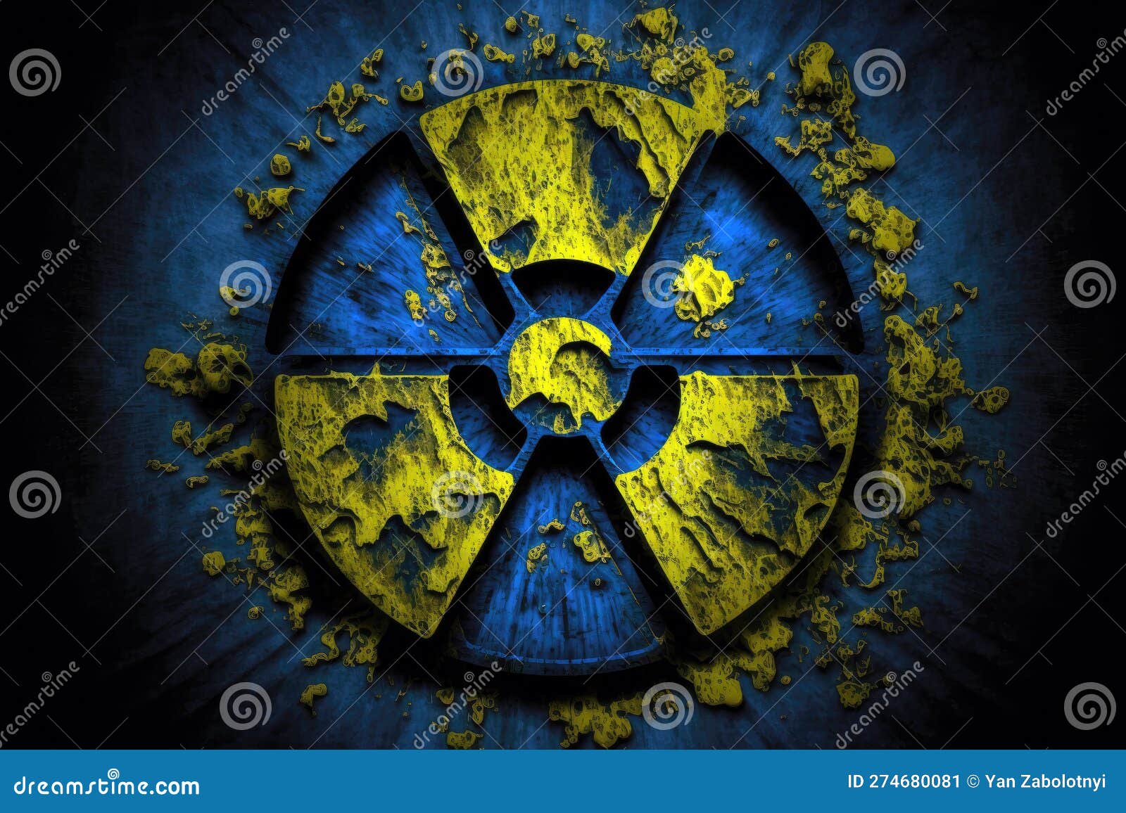 Blue and Yellow Radioactive Hazard Symbol. Generative AI Stock ...