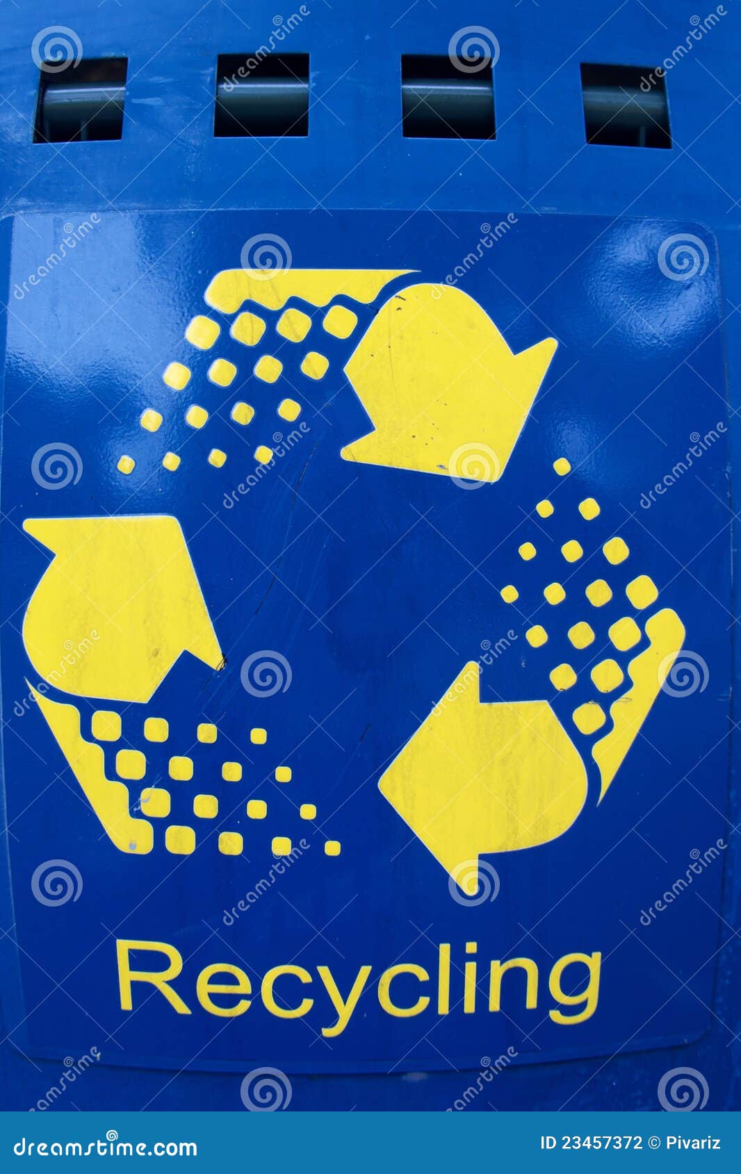 Blue and Yellow Recycle Sign Stock Photo - Image of collection, plastic ...
