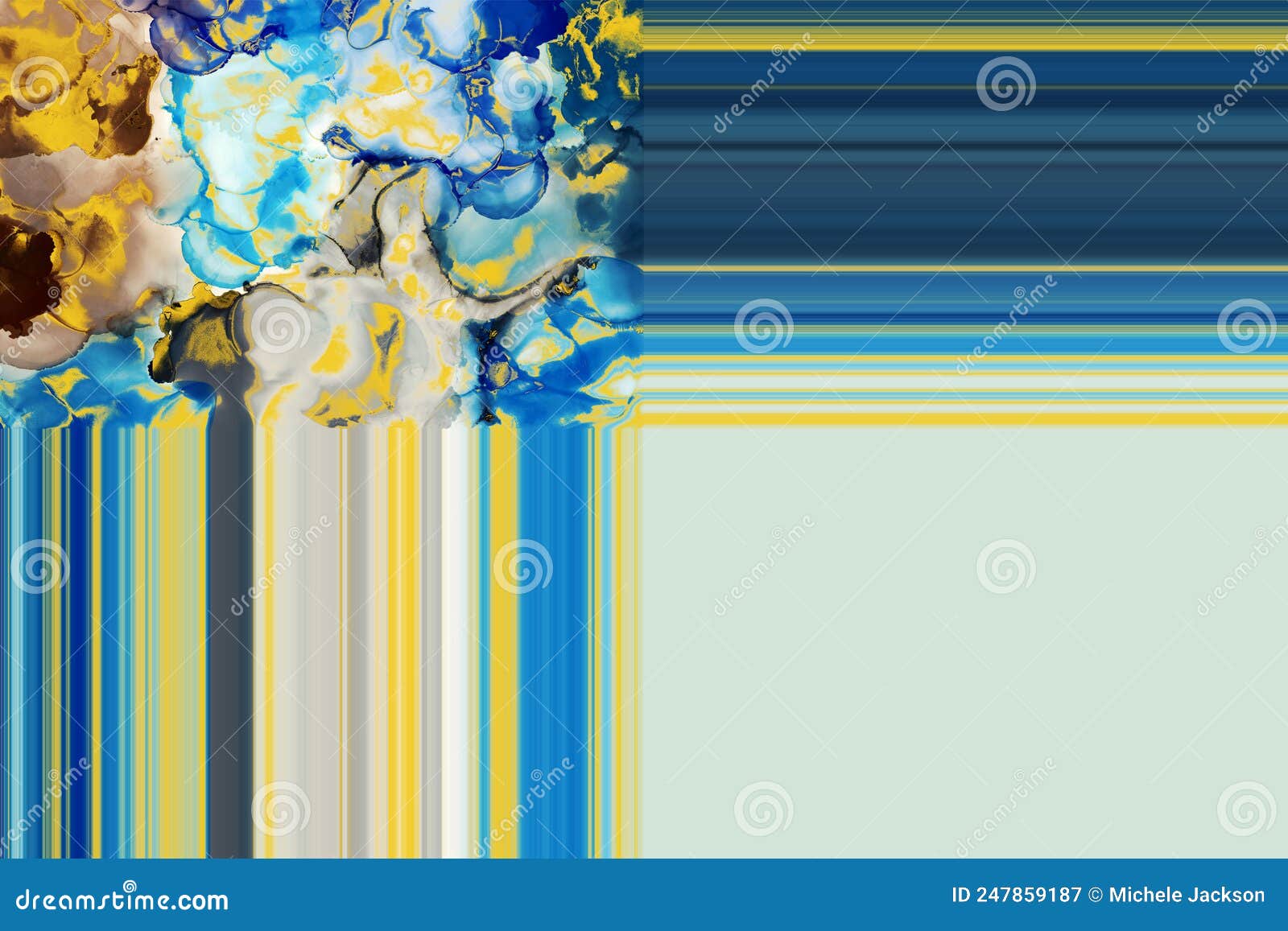 Blue and Yellow Repeat Edge Pattern with Watercolor Interest Stock ...