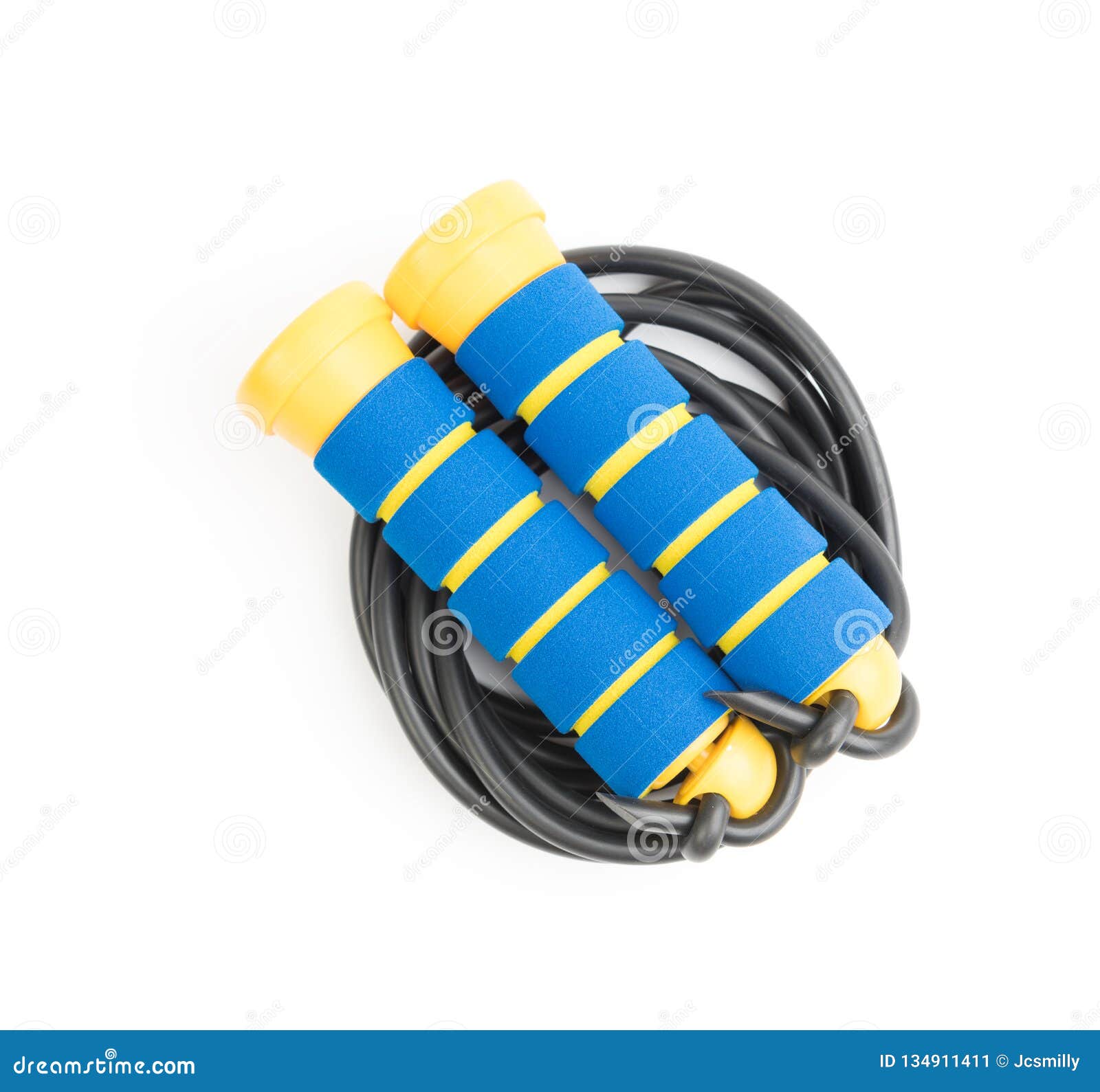 Blue and Yellow Skipping Rope, Isolated on White Background Stock Image ...