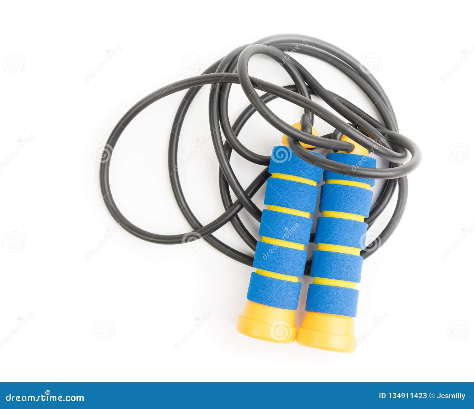 Blue and Yellow Skipping Rope, Isolated on White Background Stock Image ...