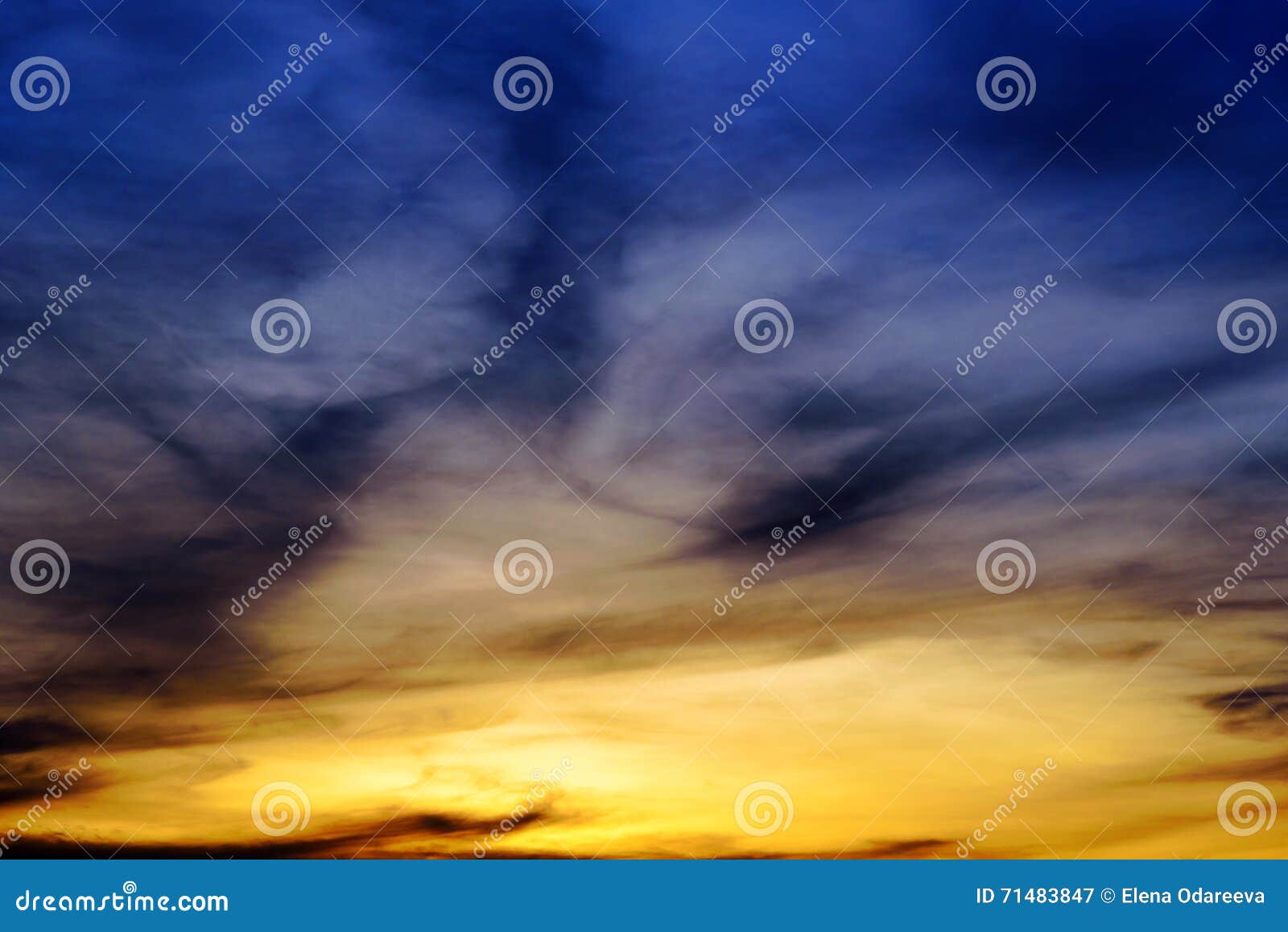 Blue and Yellow Sky at Sunset Stock Image - Image of cloud, color: 71483847