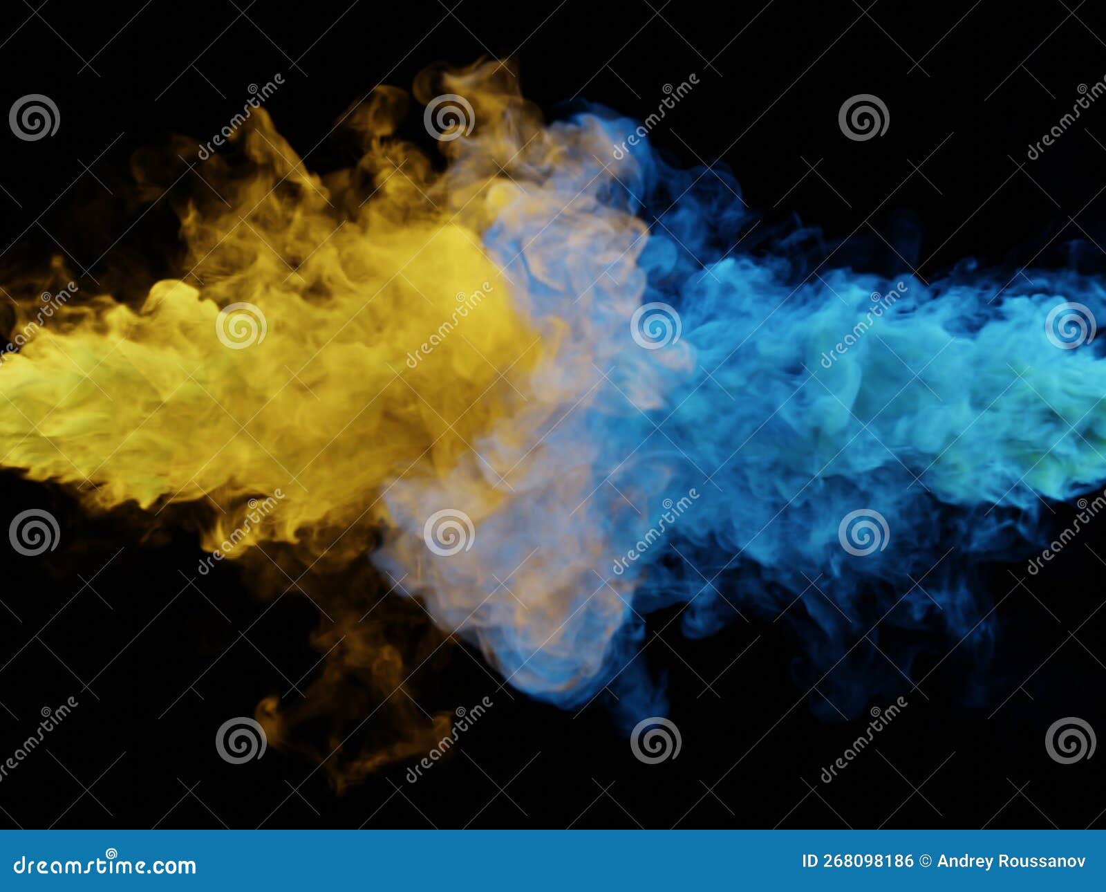 Blue and Yellow Smoke. 3d Render. Stock Illustration - Illustration of ...