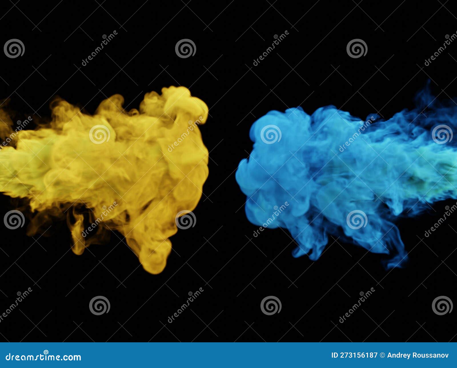 Blue and Yellow Smoke. 3d Render. Stock Illustration - Illustration of ...