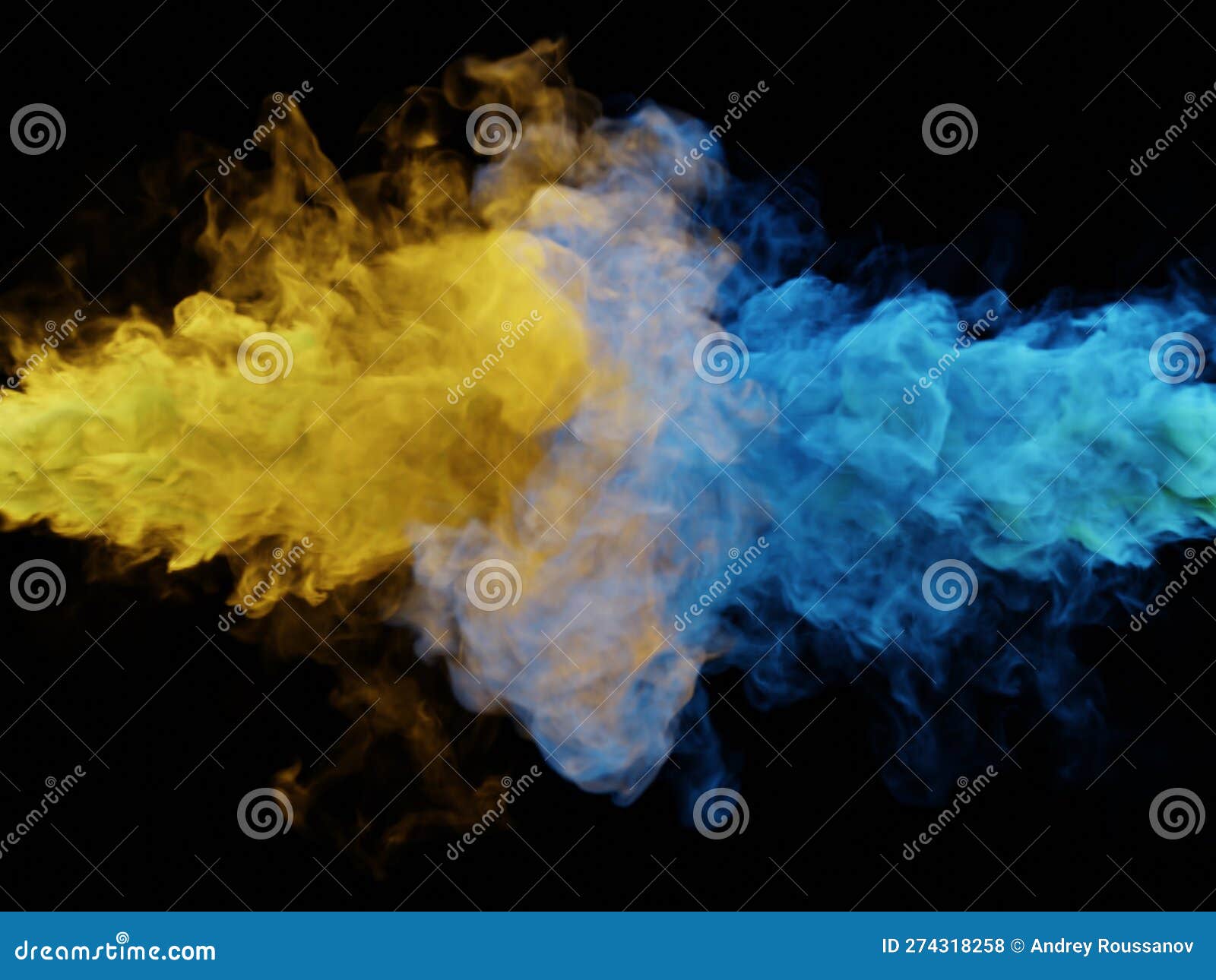 Blue and Yellow Smoke. 3d Render. Stock Illustration - Illustration of ...
