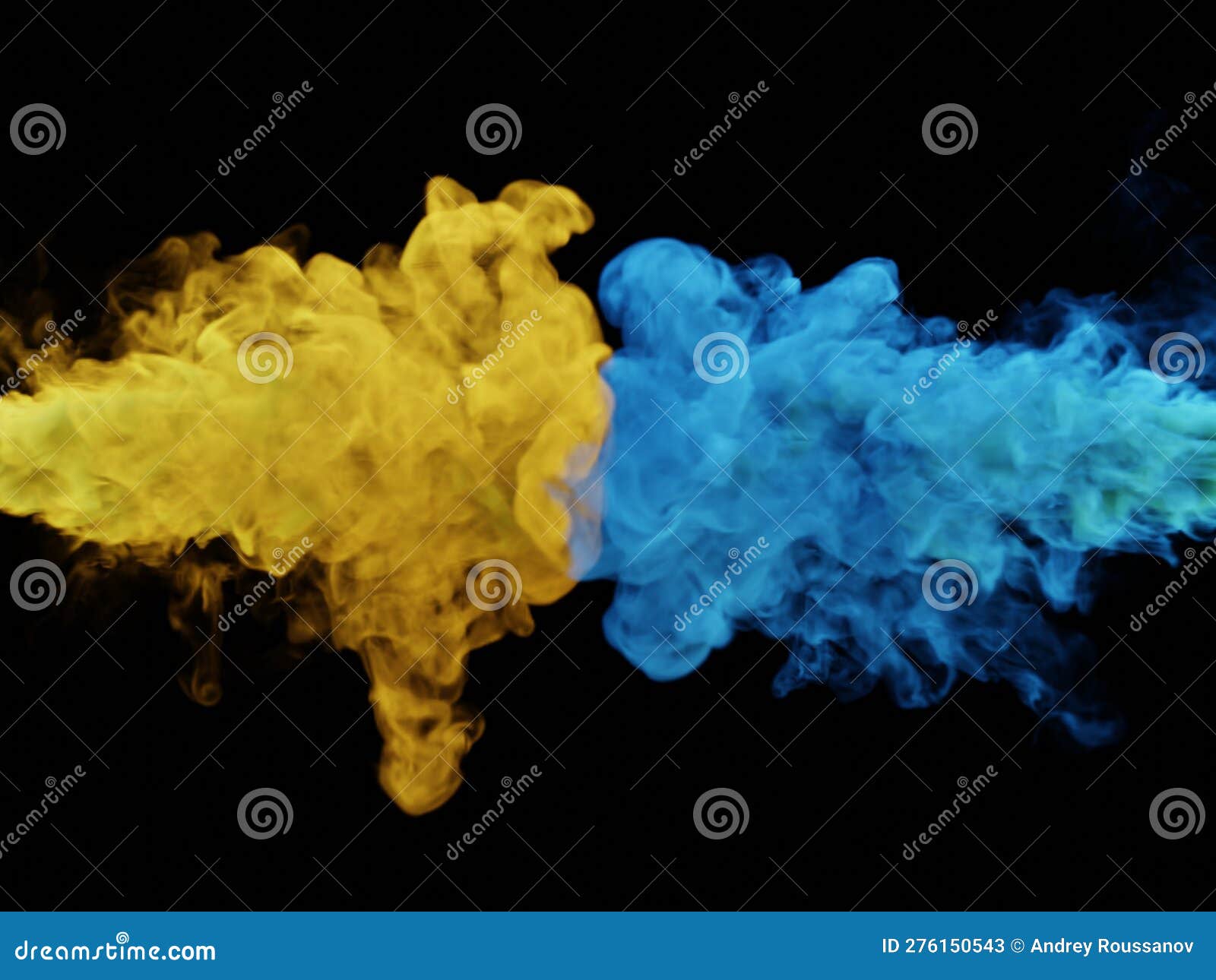 Blue and Yellow Smoke. 3d Render. Stock Illustration - Illustration of ...
