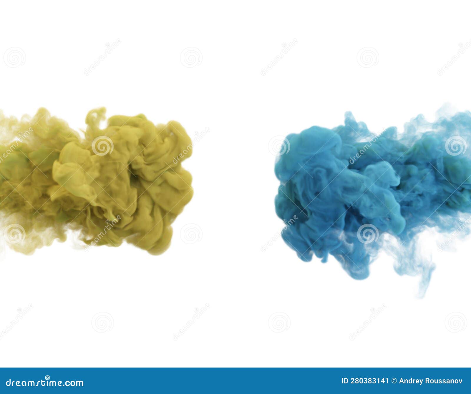 Blue and Yellow Smoke. 3d Render. Stock Image - Image of explosion ...