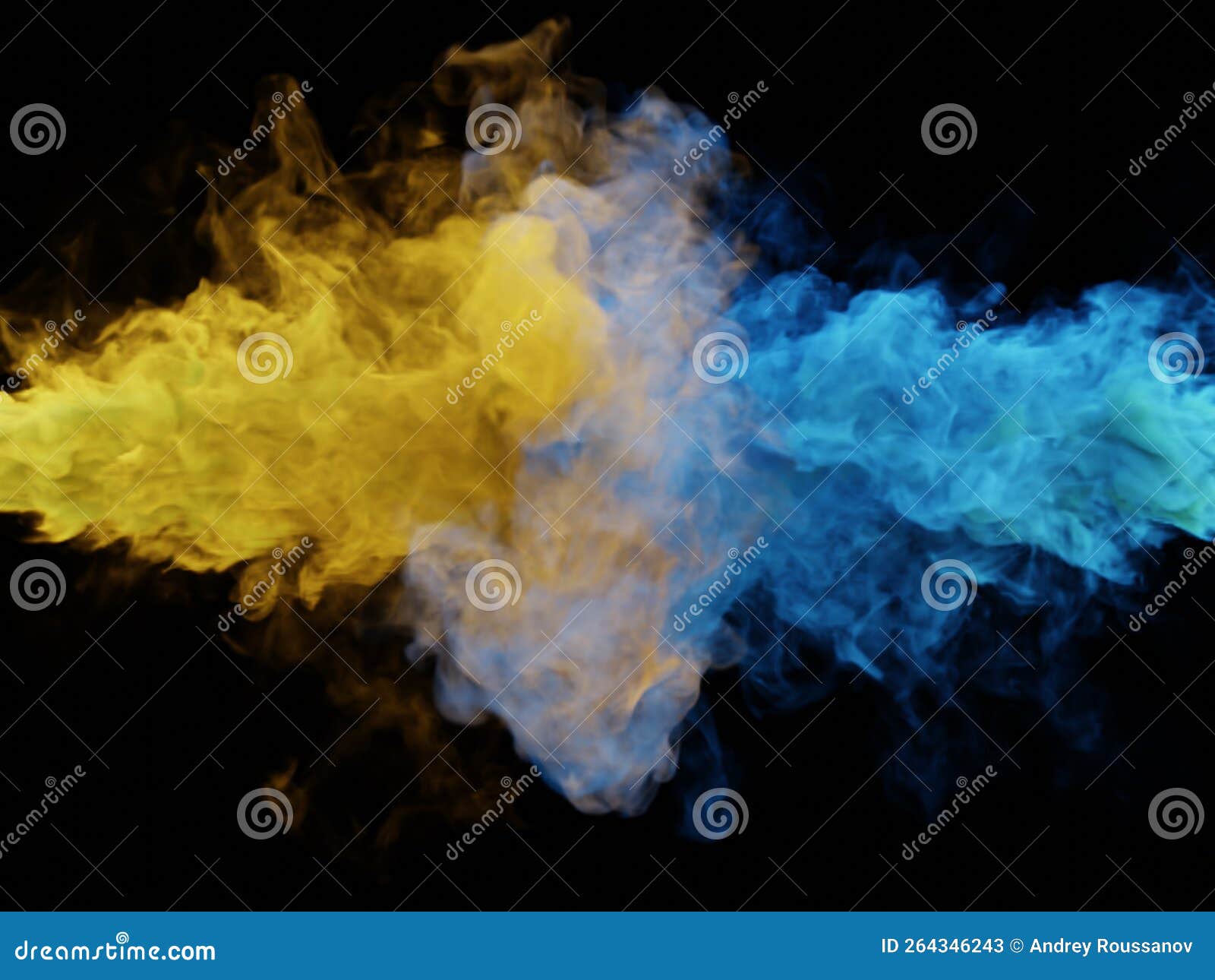 Blue and Yellow Smoke. 3d Render. Stock Illustration - Illustration of ...