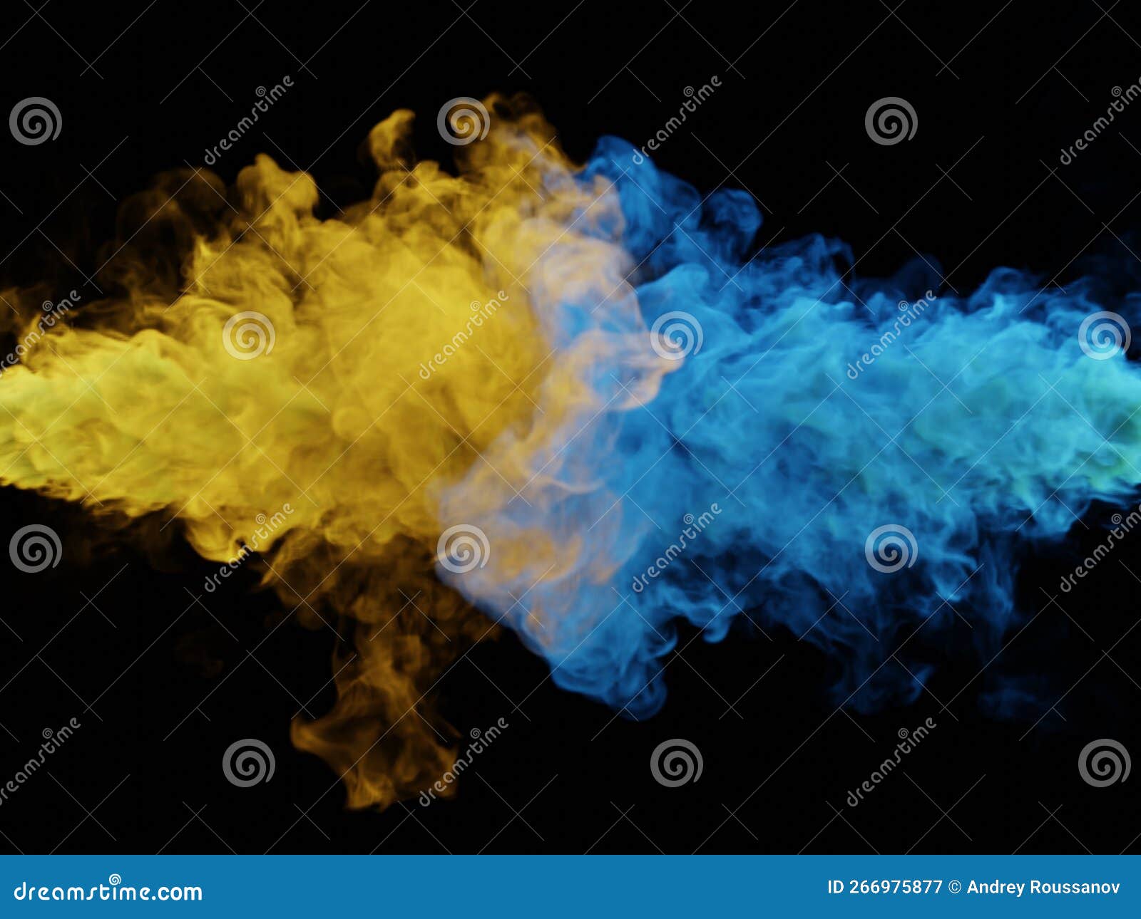Blue and Yellow Smoke. 3d Render. Stock Illustration - Illustration of ...