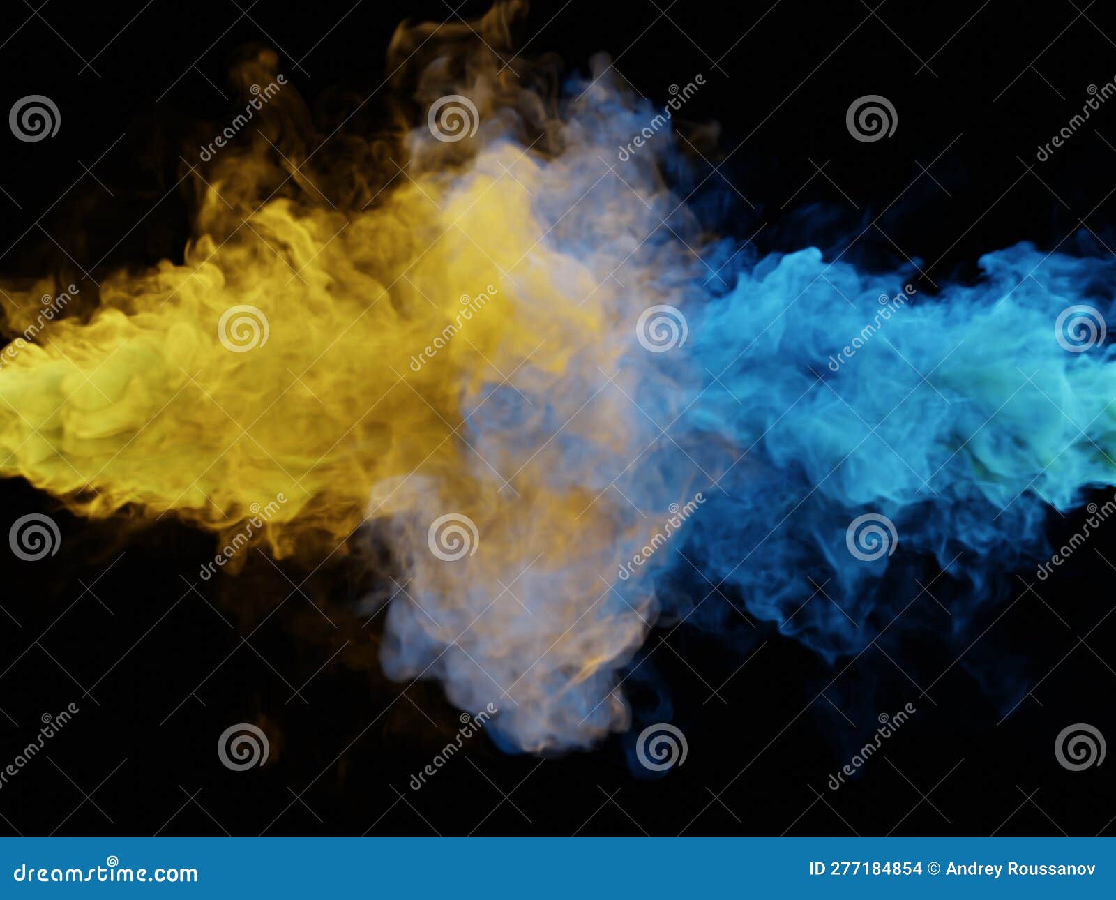Blue and Yellow Smoke. 3d Render. Stock Illustration - Illustration of ...