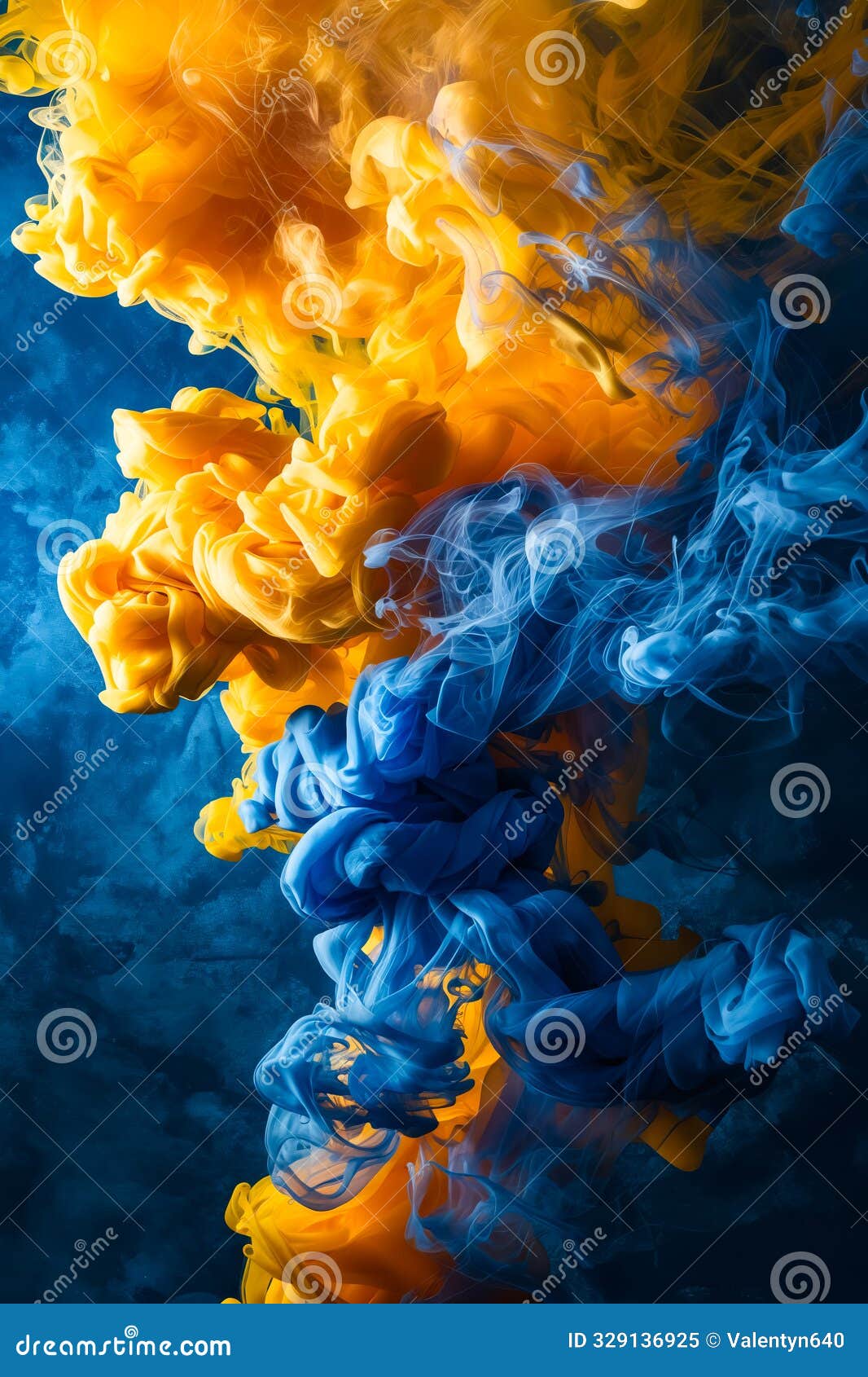 A Blue and Yellow Smoke is Floating in the Air. Generative AI Stock ...
