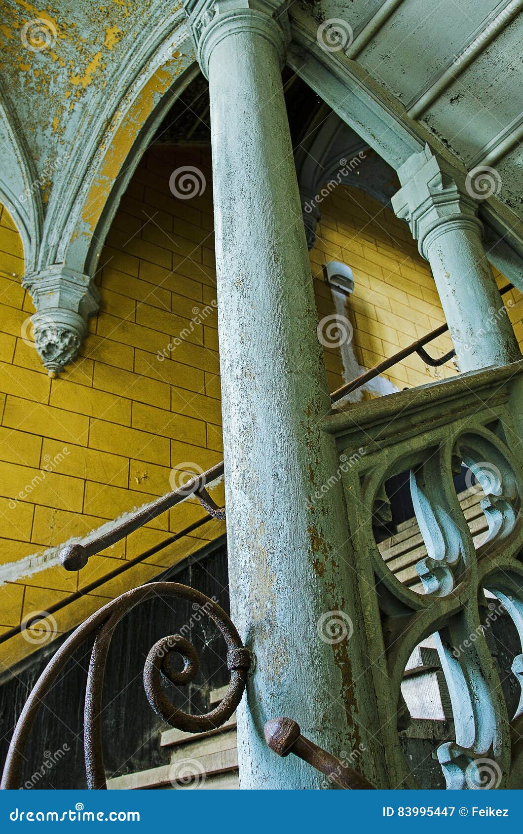 Blue yellow stairs stock image. Image of grunge, castle - 83995447