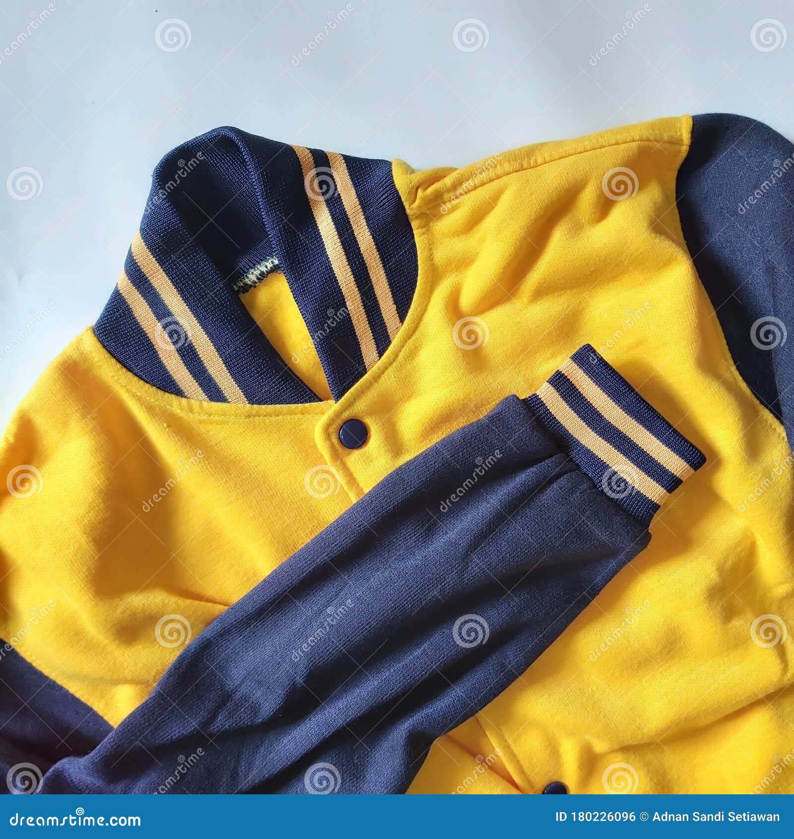Blue Yellow Stripes Varsity Jacket Stock Photo - Image of jacket, blue ...