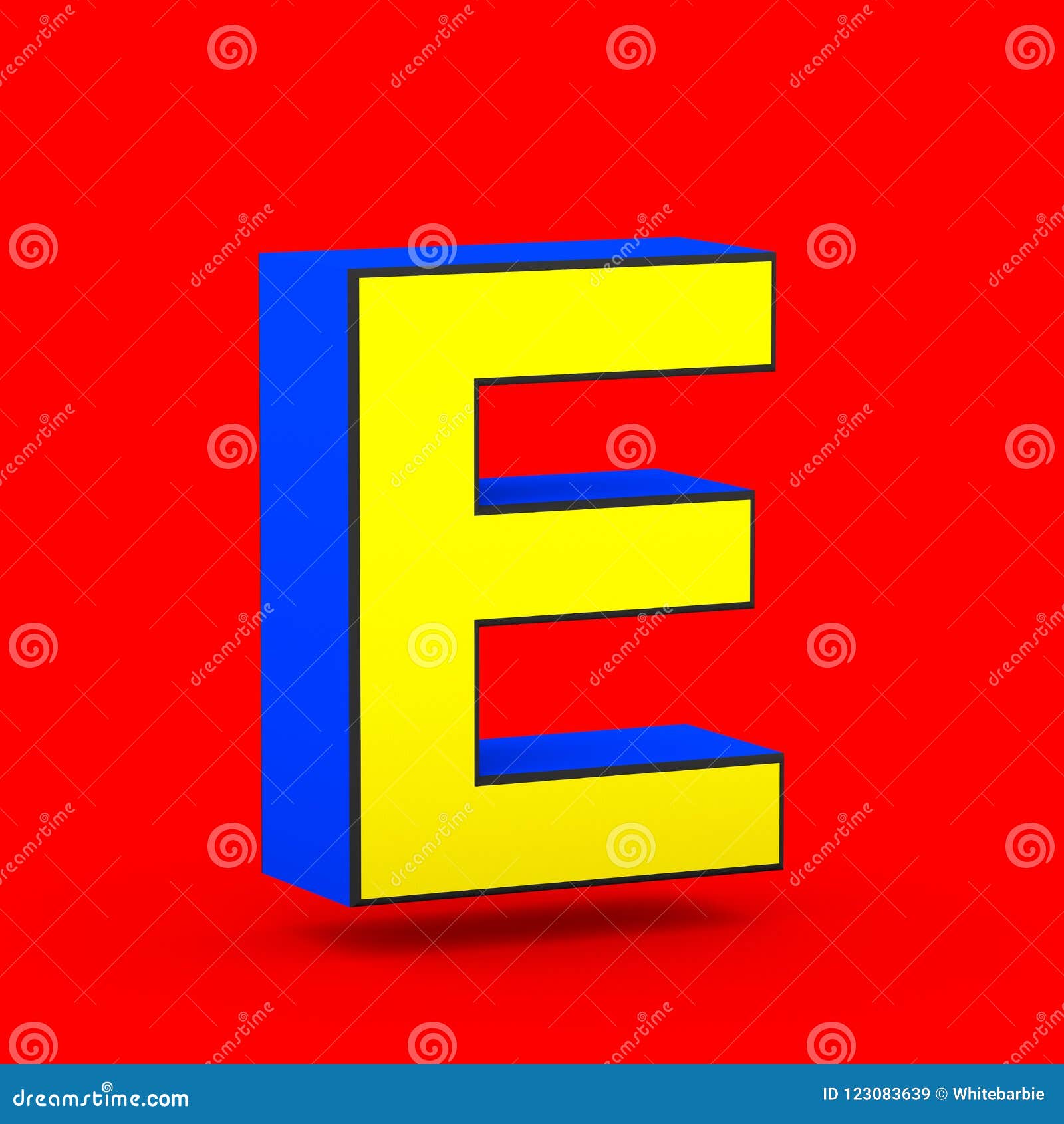 Blue and Yellow Superhero Letter E Uppercase Isolated on Red Background ...