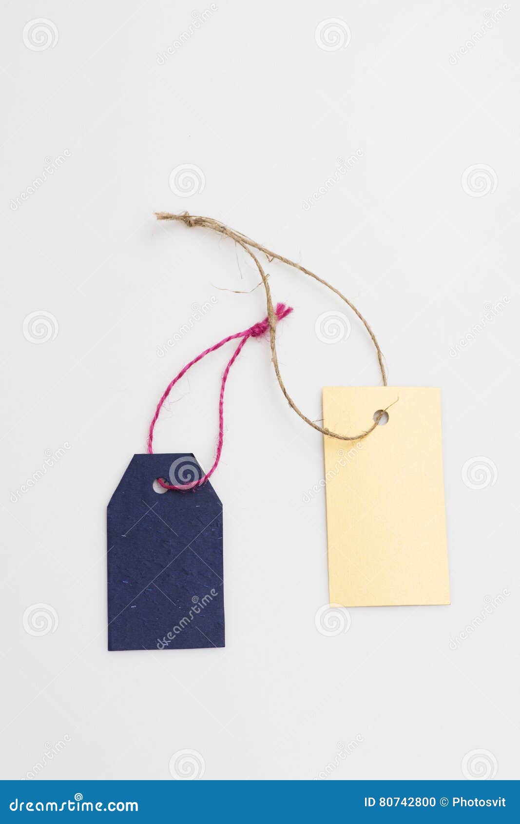 Blue and Yellow Tag with Thread Stock Photo - Image of selling, white ...