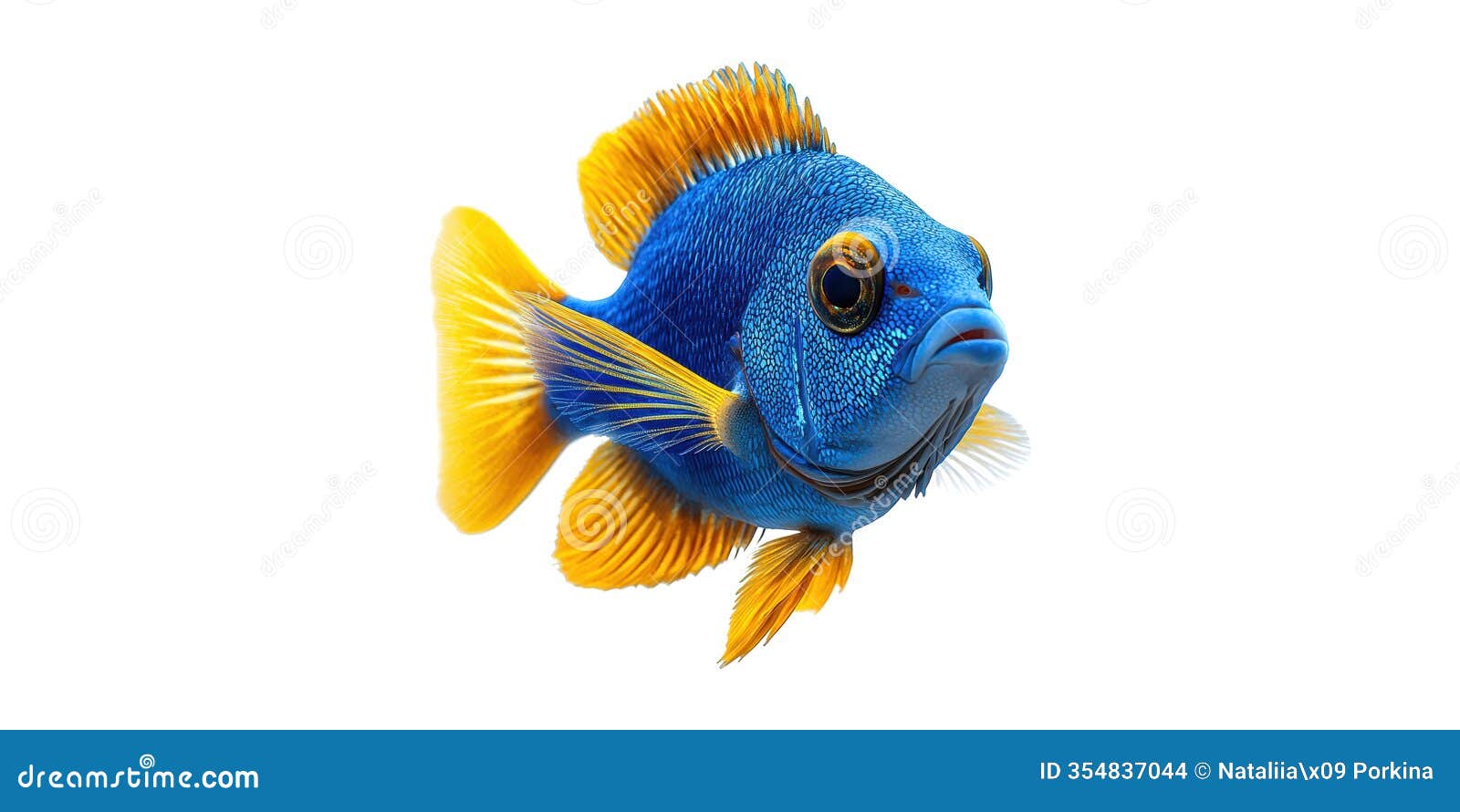 Blue and Yellow Tropical Fish Isolated on Transparent Background Stock ...