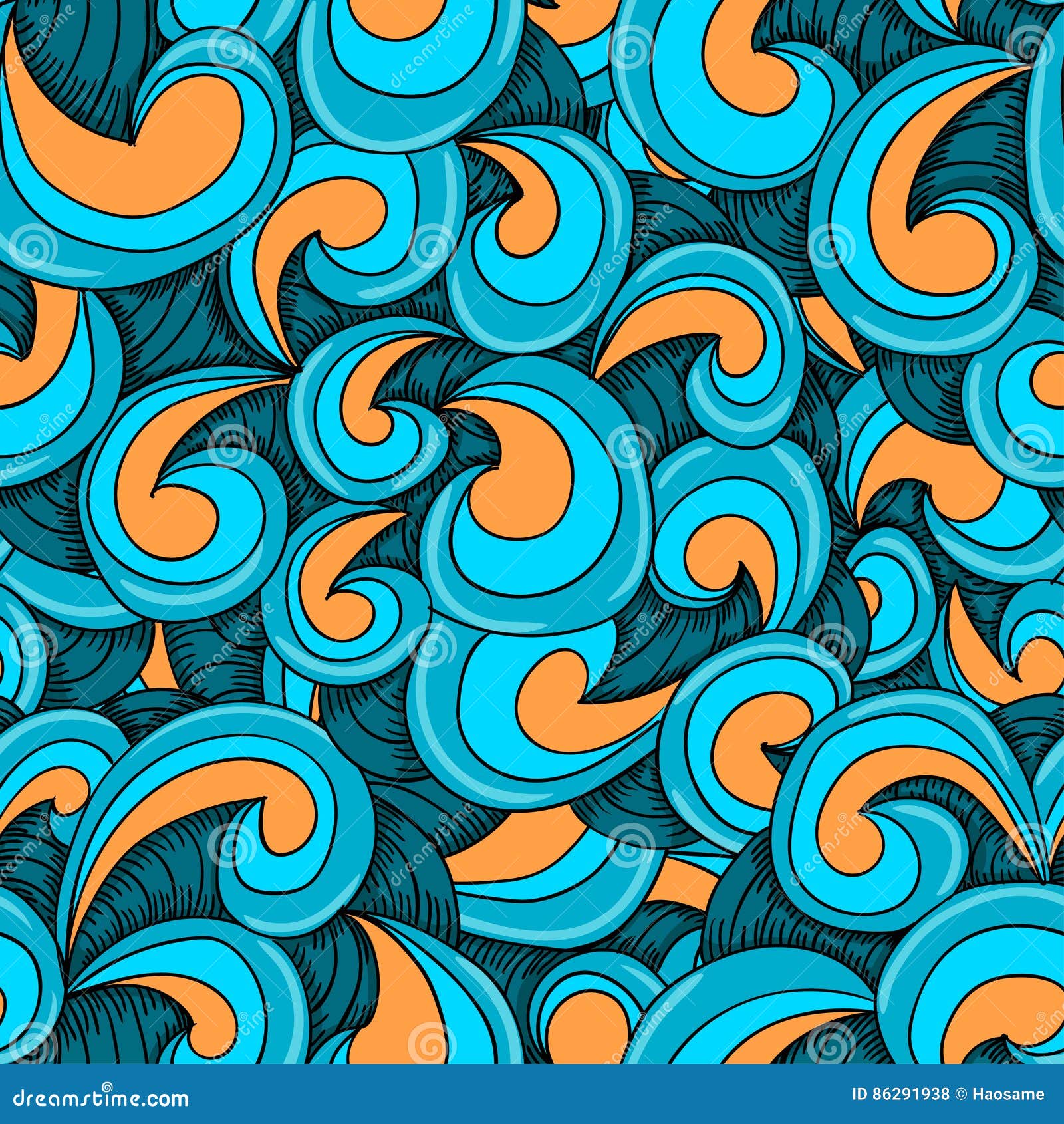 Blue and yellow waves stock vector. Illustration of decorative - 86291938