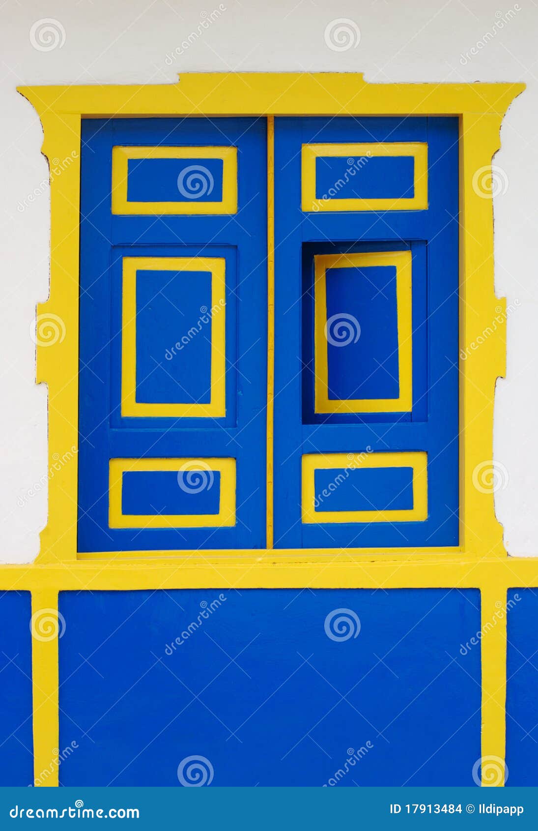 Blue and Yellow Wooen Window Stock Photo - Image of vertical, paint ...