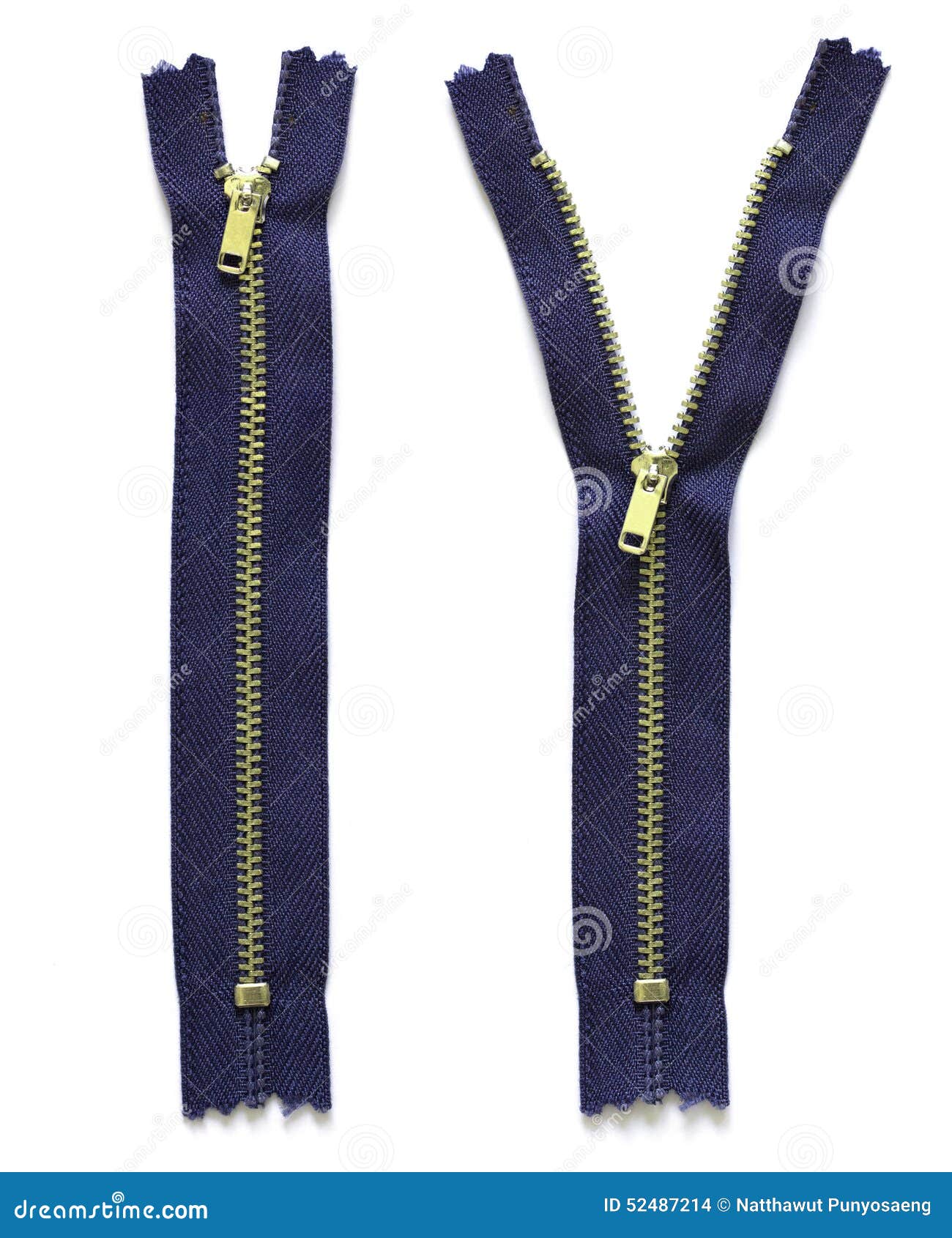 Blue Zipper Isolated on White Stock Photo - Image of style, close: 52487214