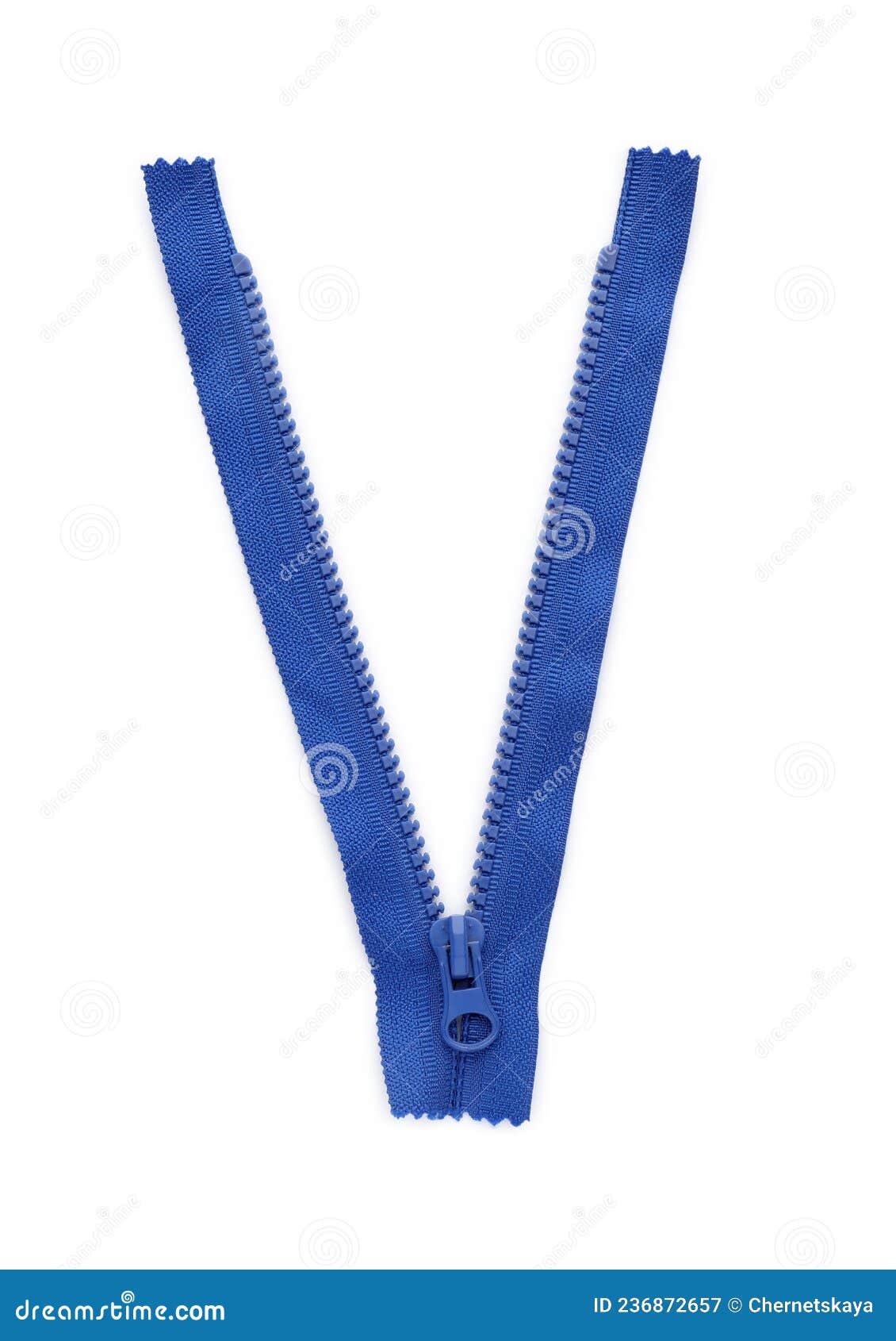 Blue Zipper Isolated on White, Top View Stock Image - Image of clasp ...