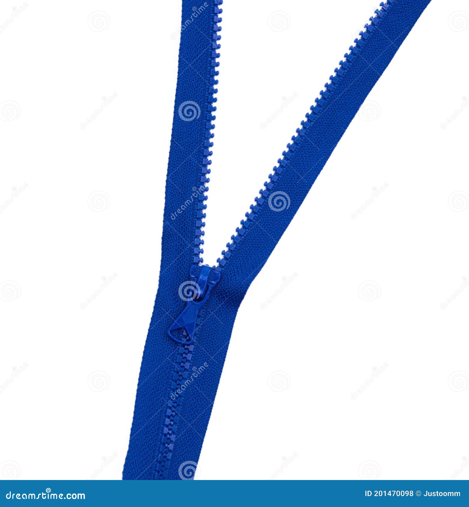 Blue Zipper Lock for Jacket on White Background Isolate Stock Photo ...