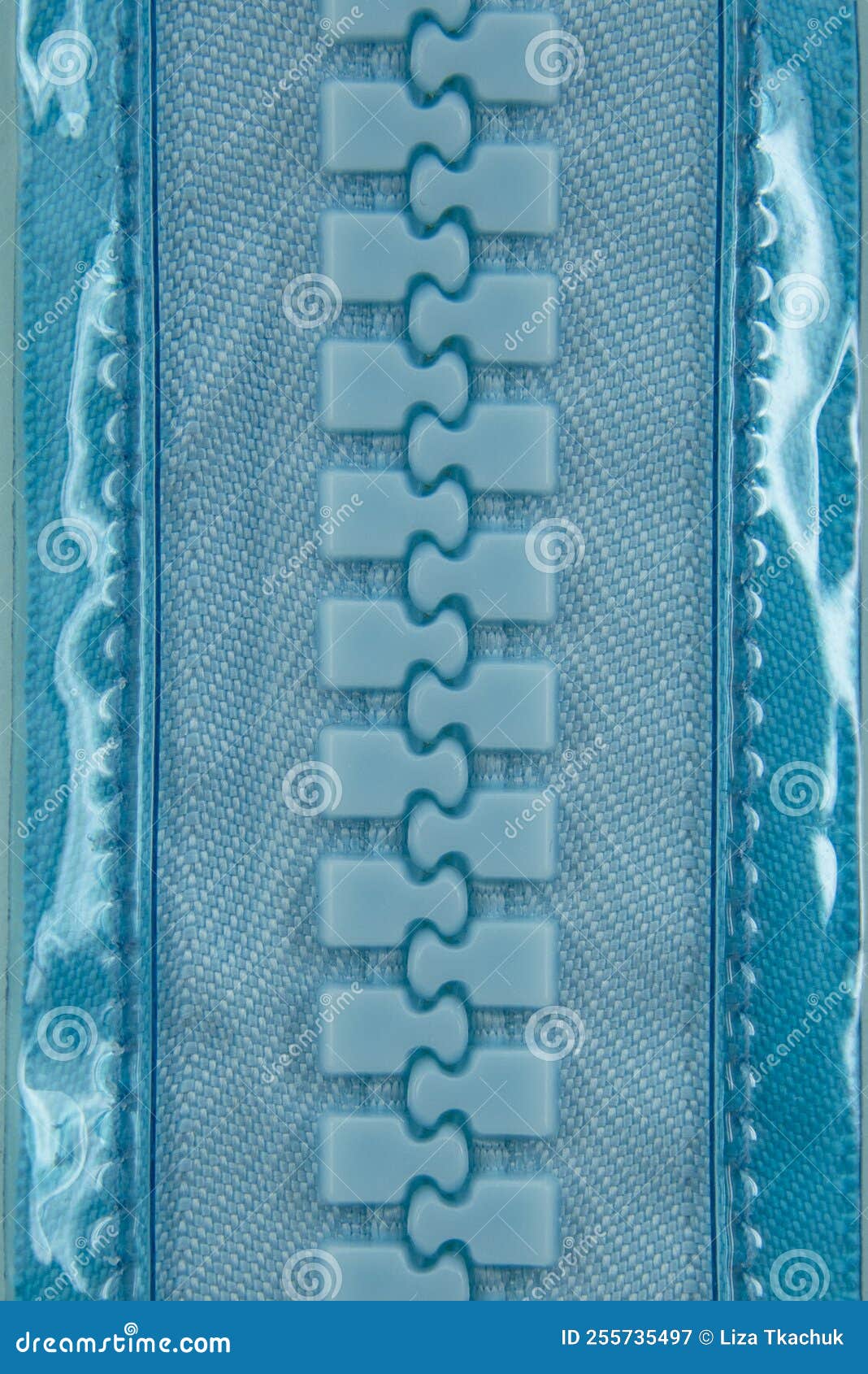 Blue Zipper Plastic Fabric Macro for Cloth Industry Stock Image - Image ...