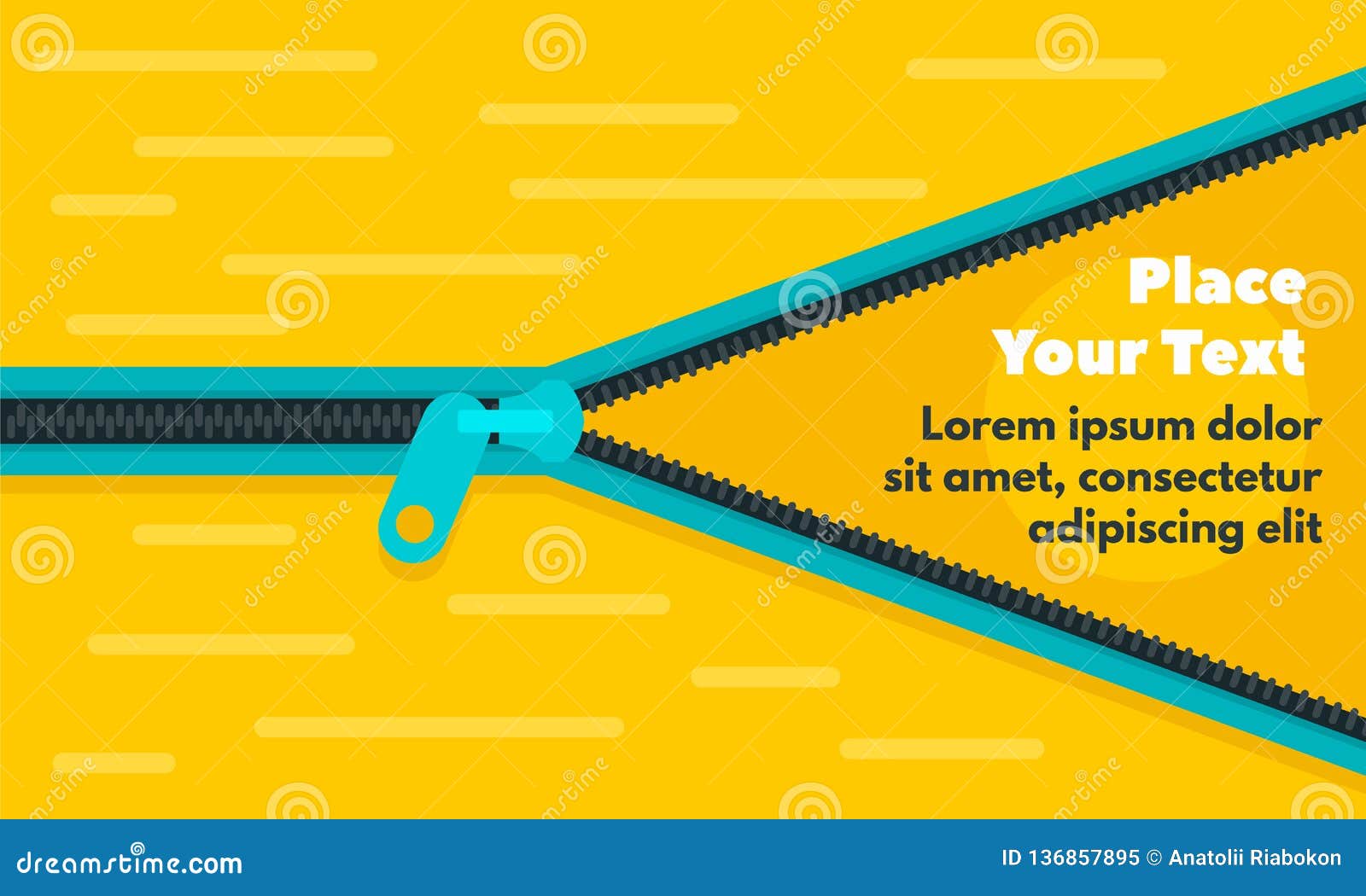 Blue Zipper Yellow Clothes Concept Banner, Flat Style Stock Vector ...