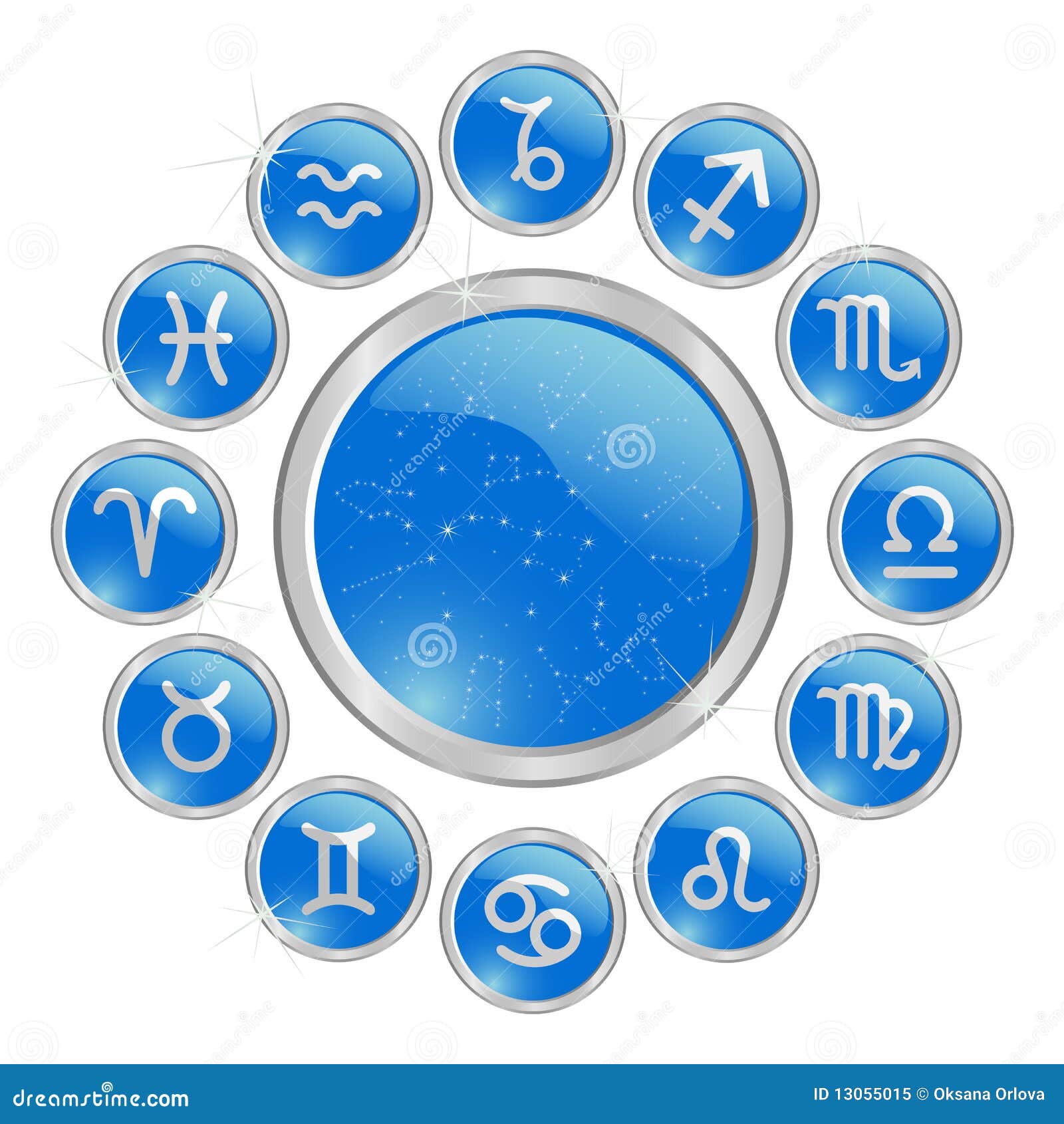 Blue zodiac button stock illustration. Illustration of blue - 13055015