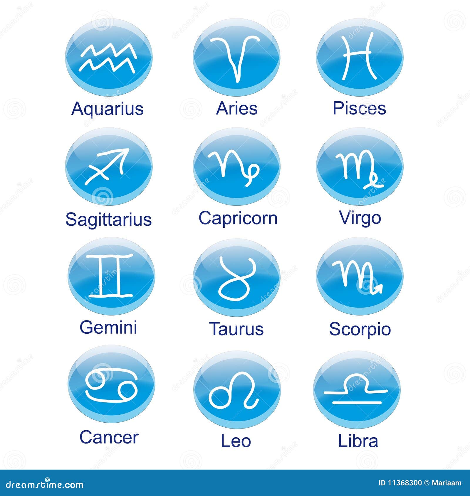 Blue zodiac icons stock illustration. Illustration of bright - 11368300