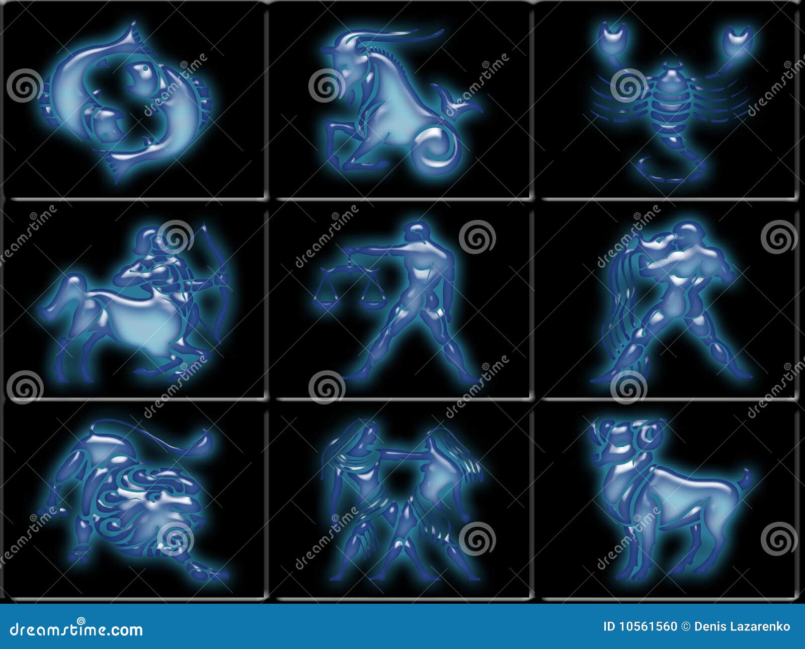 Blue Zodiac Signs stock illustration. Illustration of sagittarius ...