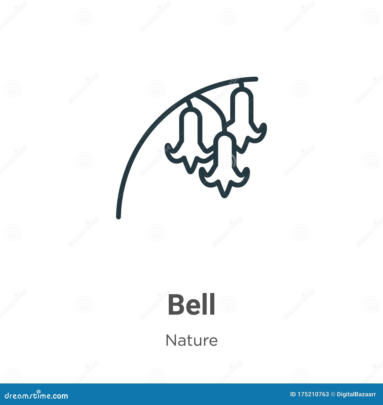 Bluebell Outline Vector Icon. Thin Line Black Bluebell Icon, Flat ...
